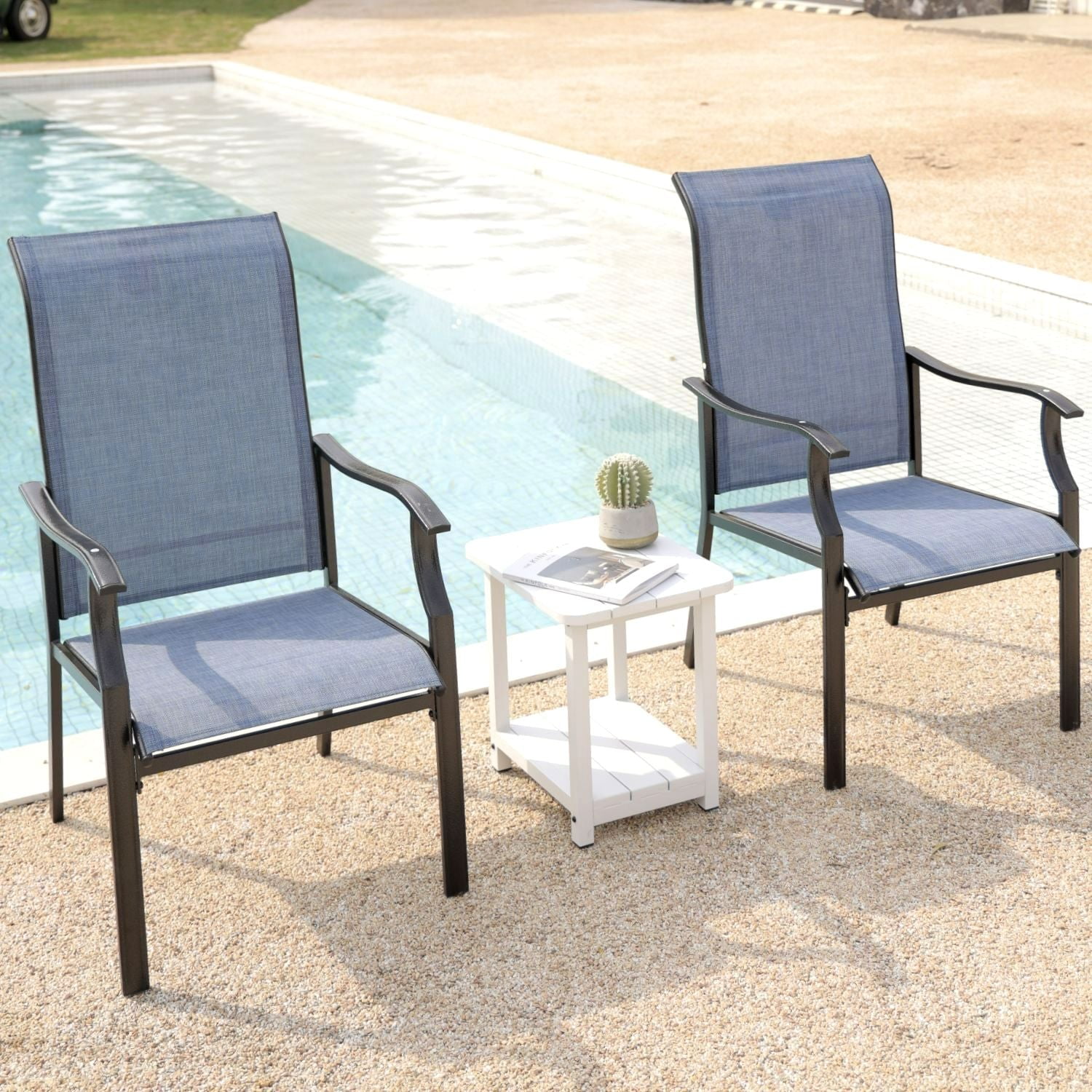 Vicllax Patio Sling Dining Chair Large Outdoor Metal Sling Chair Set of ...