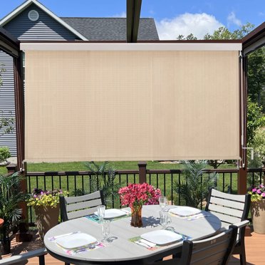 Keystone Fabrics Premium Motorized Outdoor Patio Sun Shade 8ft Wide ...