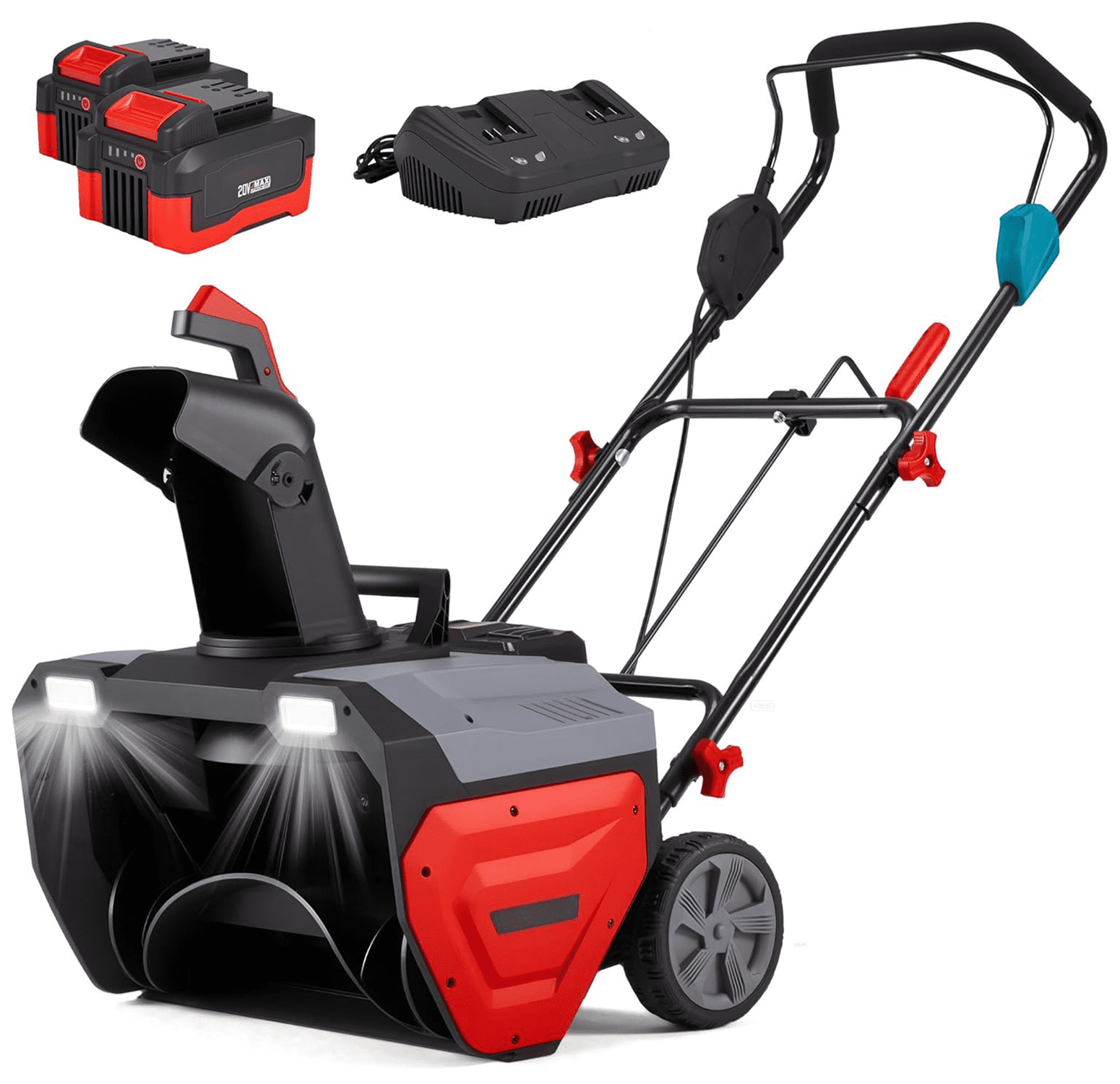 Vicluke 2x20V Cordless Snow Blower, Electric Power with 1000W Brushless ...