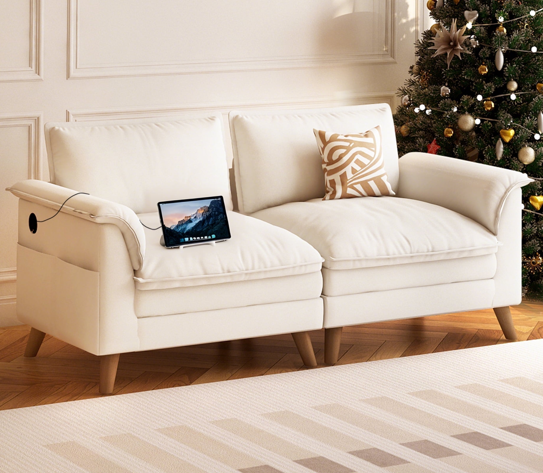 Vicluke 62" Modular Cloud Couch Loveseat, Deep Sectional Sofa with USB ...