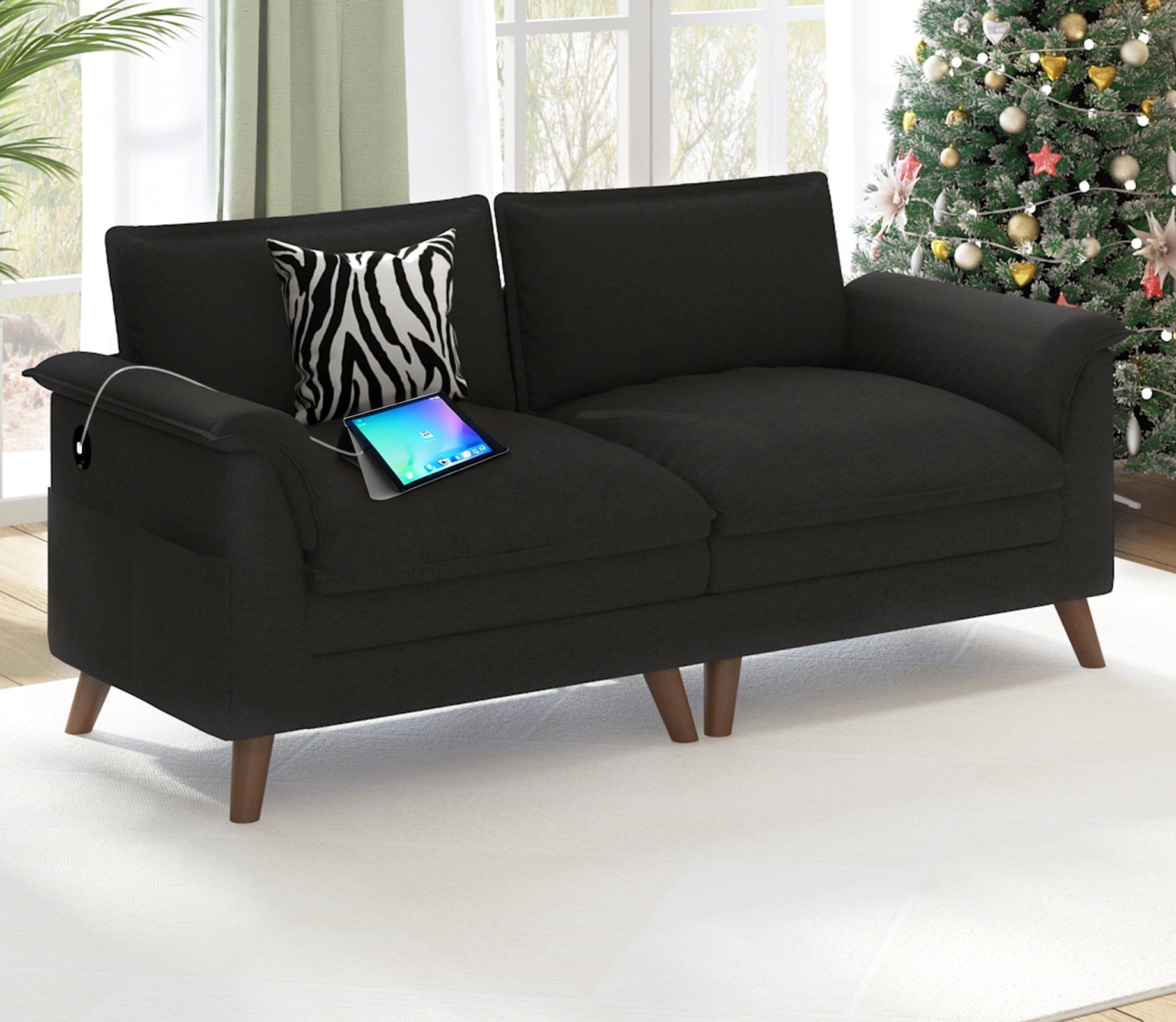 Vicluke 62" Modular Cloud Couch Loveseat with Ottoman, Deep Sectional ...