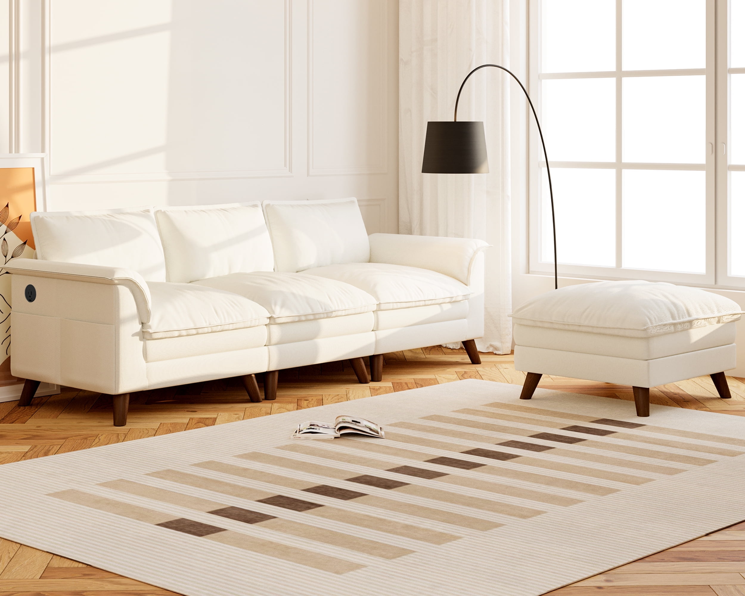 Vicluke 89" Modular Sectional Sofa Cloud Couch with Ottoman, L Shape ...