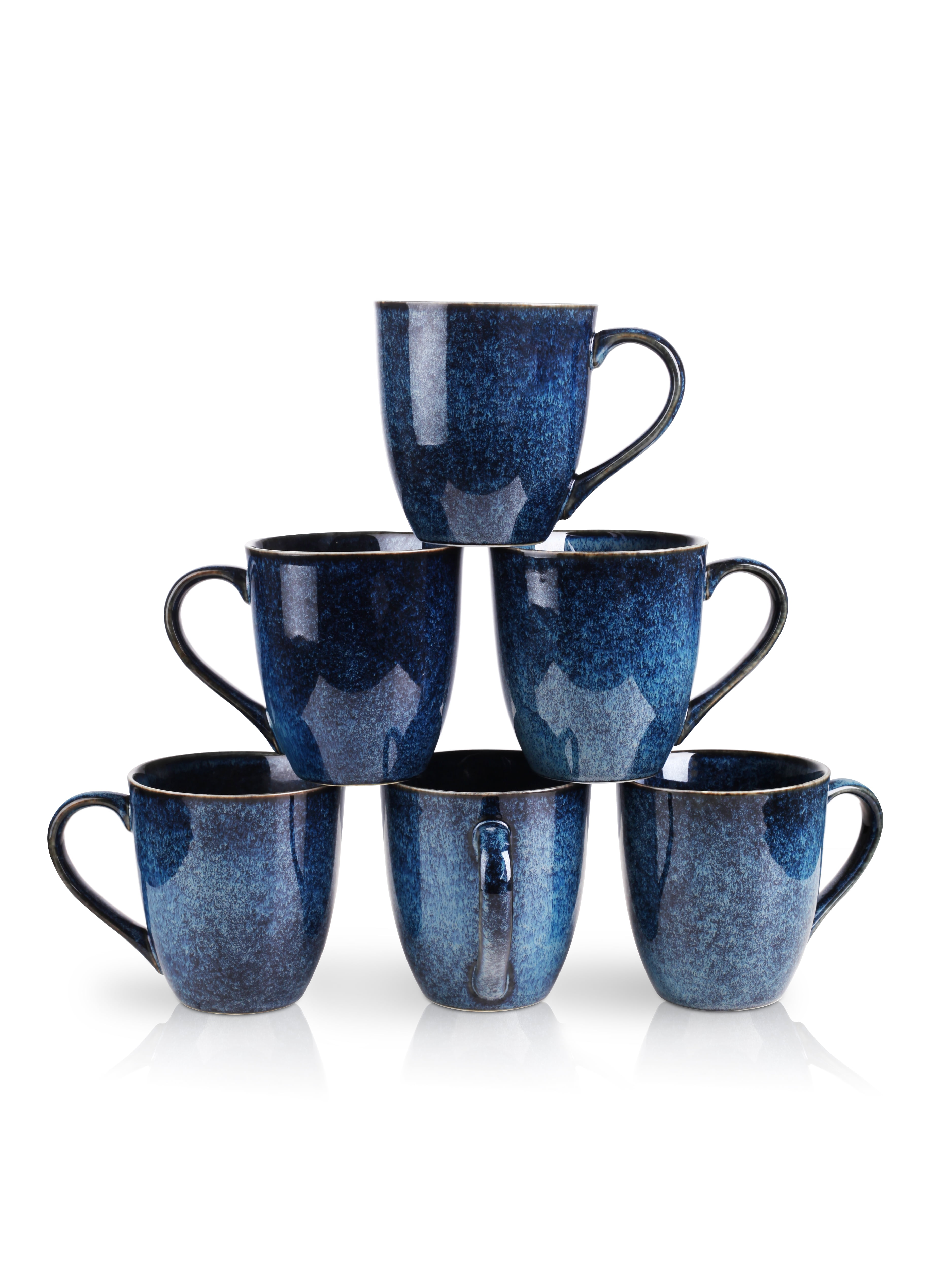 Vicrays 12 Ounce Microwave Safe Coffee Mug Set, Set of 6, Unique Glazed ...