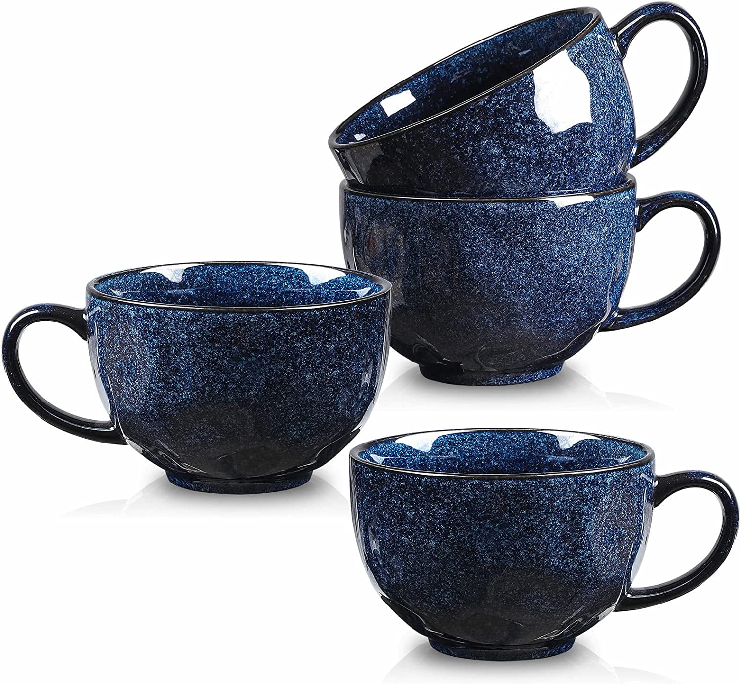 Vicrays 27 oz Jumbo Soup Mug Set - Large Ceramic, Microwave Safe ...