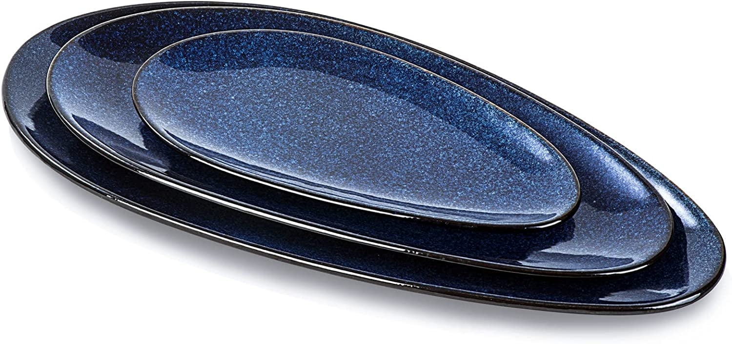 Vicrays Oval Serving Platters, Set of 3, 16"/14"/10", Porcelain ...
