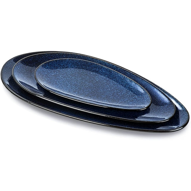 Vicrays Oval Serving Platters, Set of 3, 16"/14"/10", Porcelain ...
