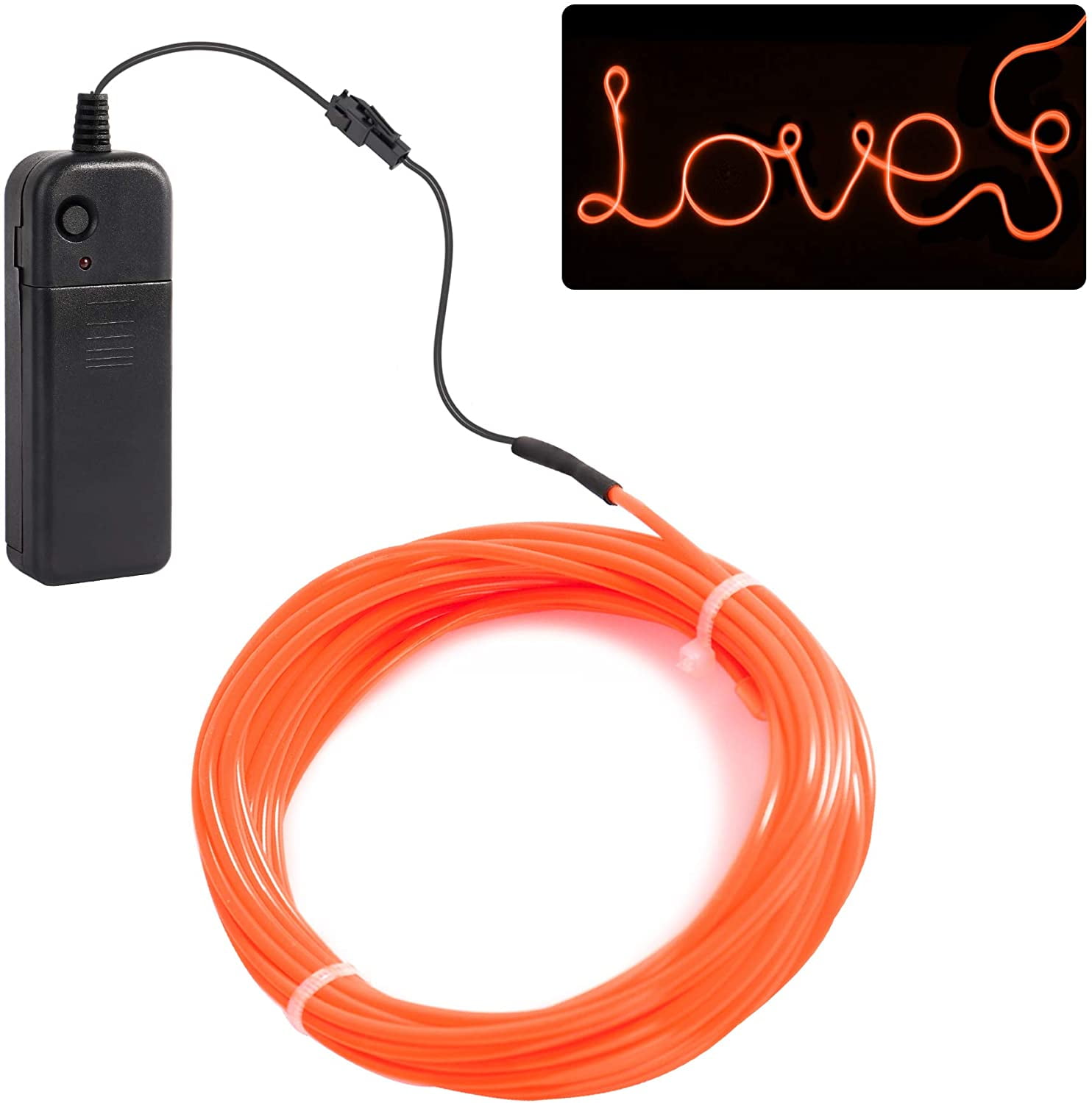 Vicsdep EL Wire Light, 16.4ft/5m Portable Battery Pack Neon Lights ...