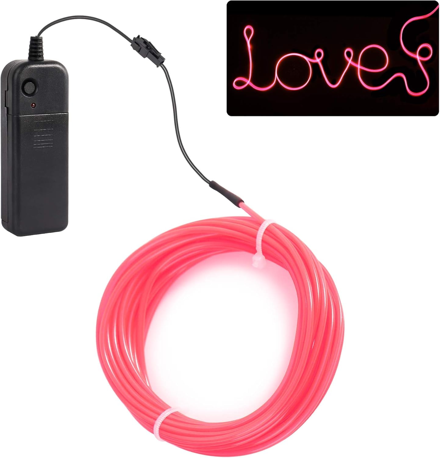 Vicsdep EL Wire Light, 16.4ft/5m Portable Battery Pack Neon Lights ...