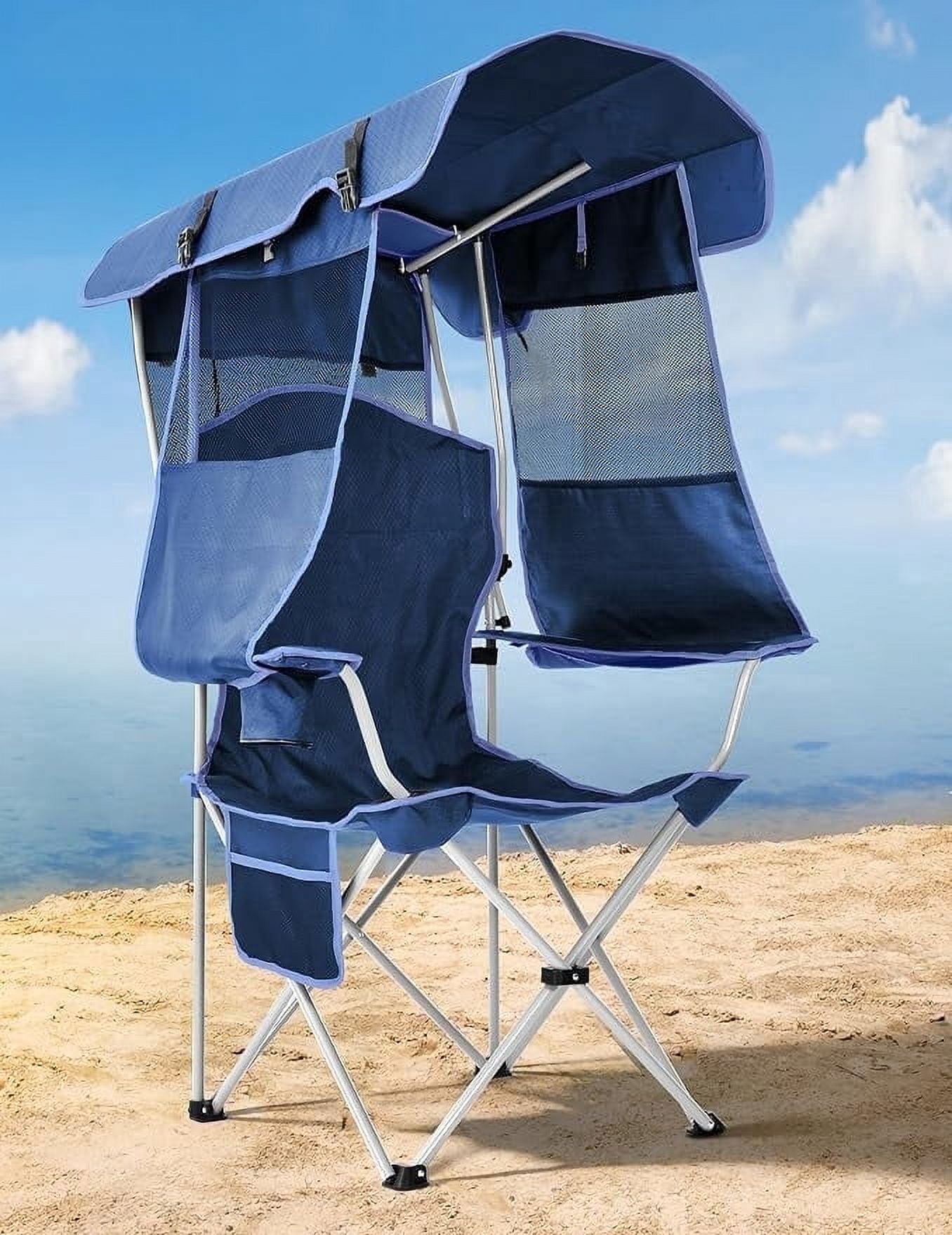 VicTsing, Camping Chair with Retractable Canopy Shade, Support 330 lbs ...