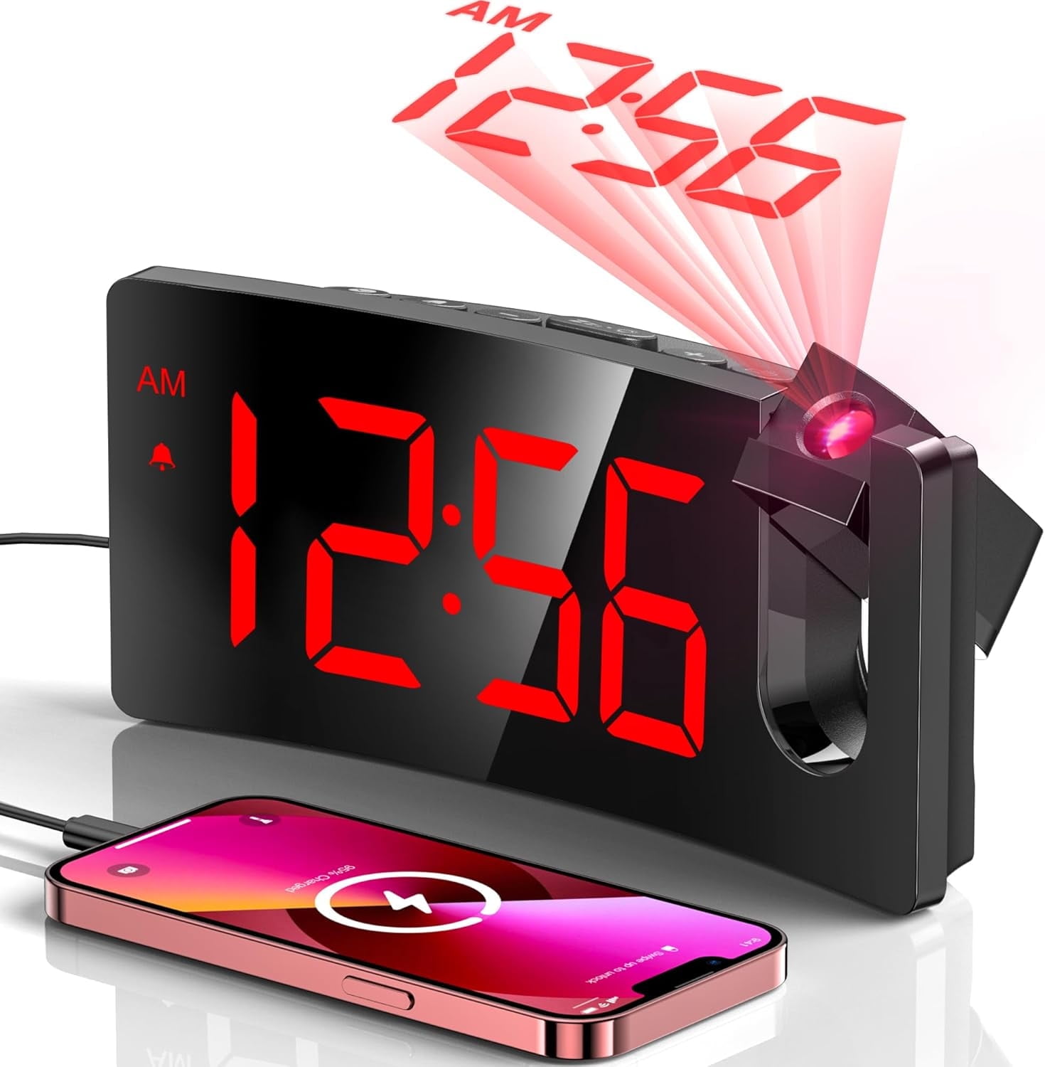 VictSing Modern Projection Alarm Clock with 180¬∞ Rotatable Projector ...