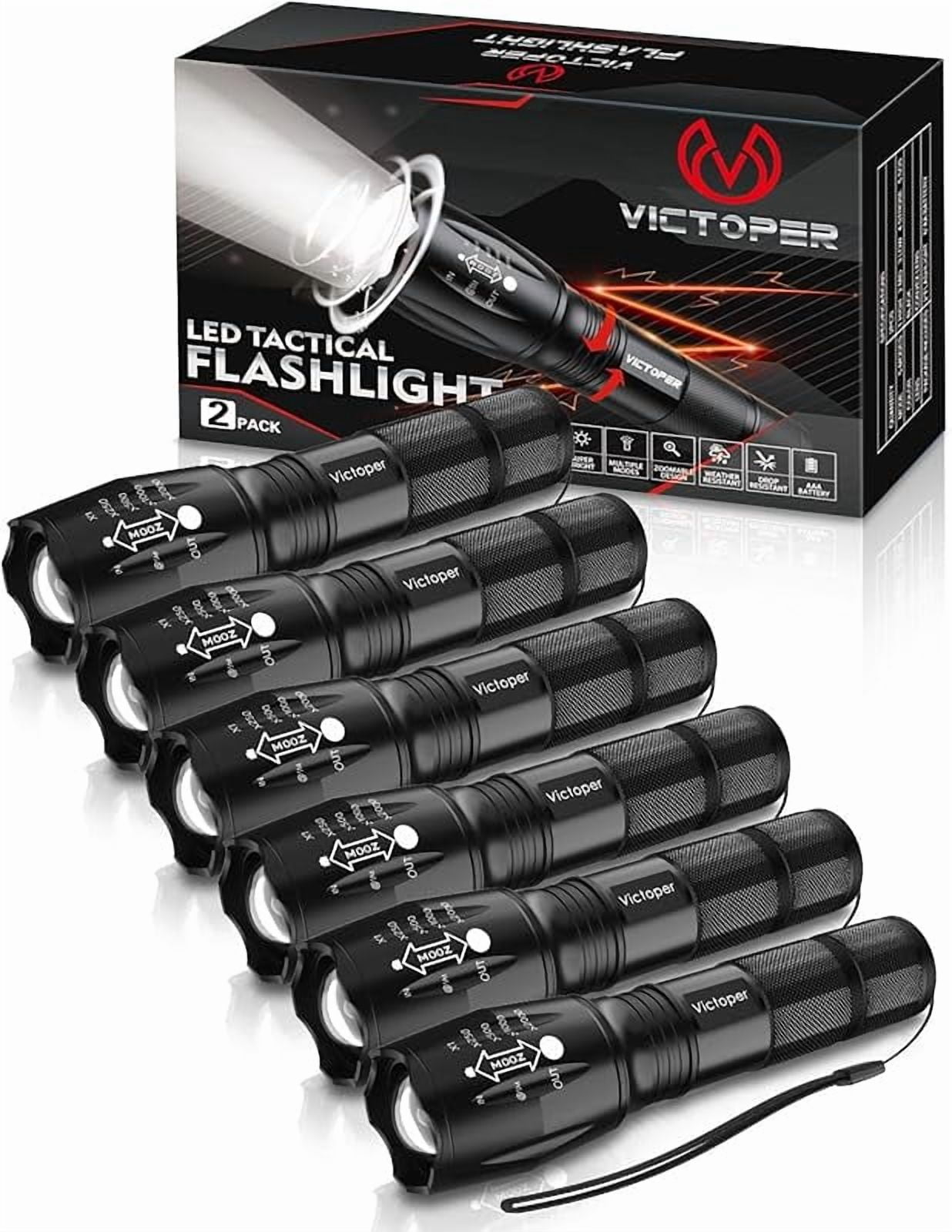 Victoper LED Flashlight 6 Pack, Bright 2000 Lumens Tactical Flashlights ...
