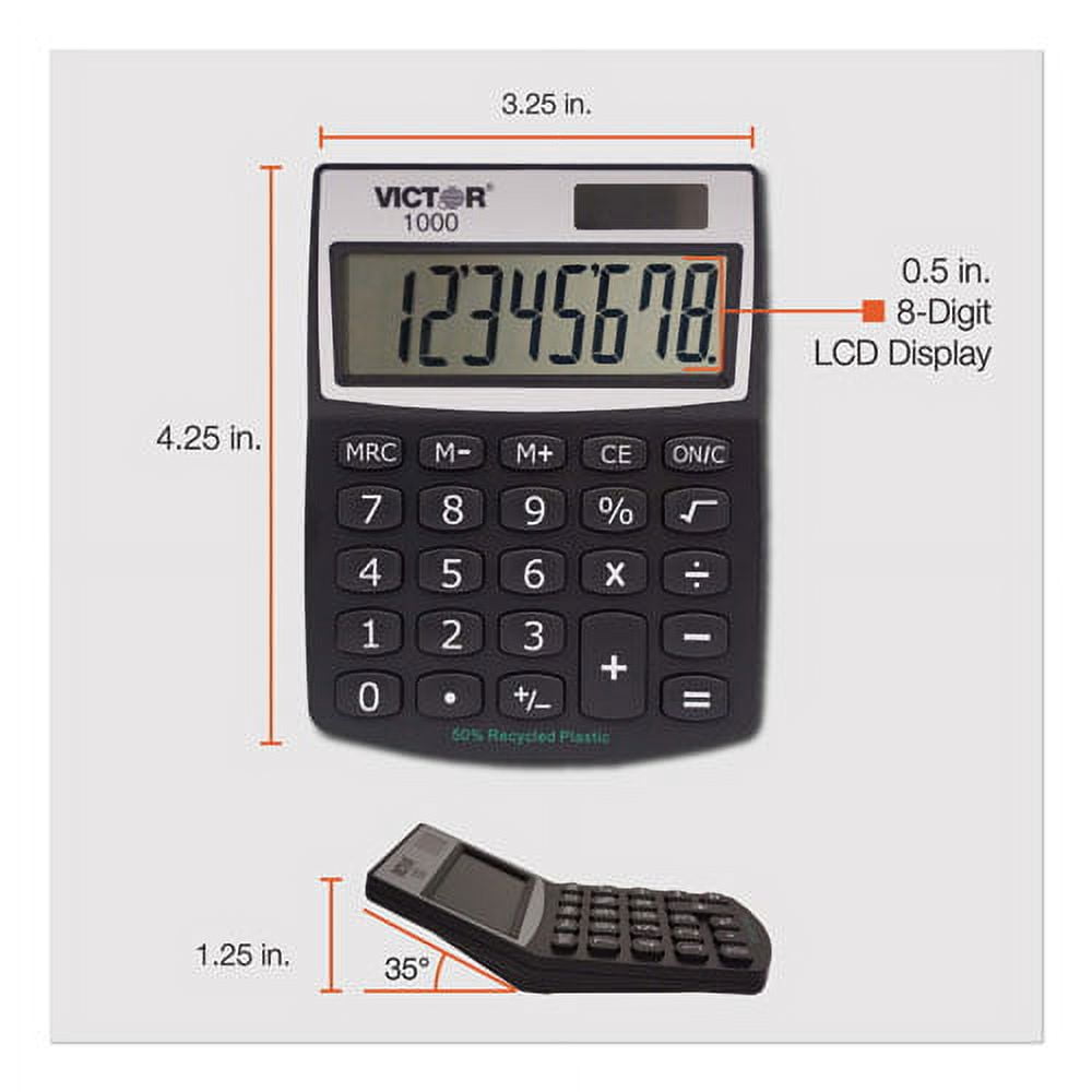 Victor 1000 Minidesk Calculator, 8-Digit LCD | Order of 1 Each ...