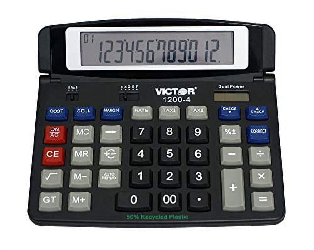 Victor 1200-4 12-Digit Large Professional Desktop Calculator, Battery ...