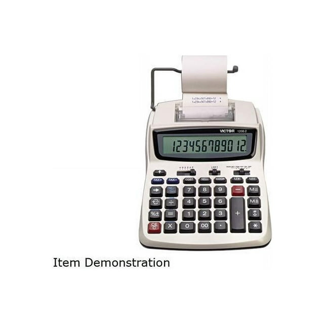 Victor 1208-2 Two-Color Compact Printing Calculator, 12-Digit LCD ...