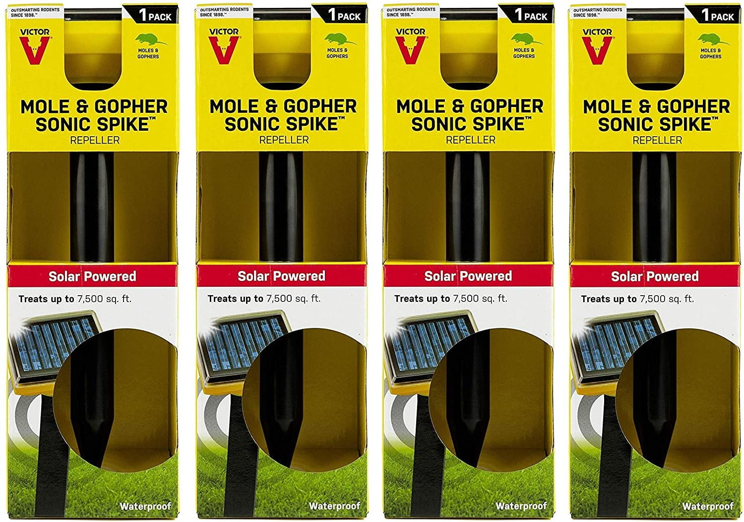 Victor 4 Pack of M9014 Mole & Gopher Sonic Spike Repellers, Treats Up ...