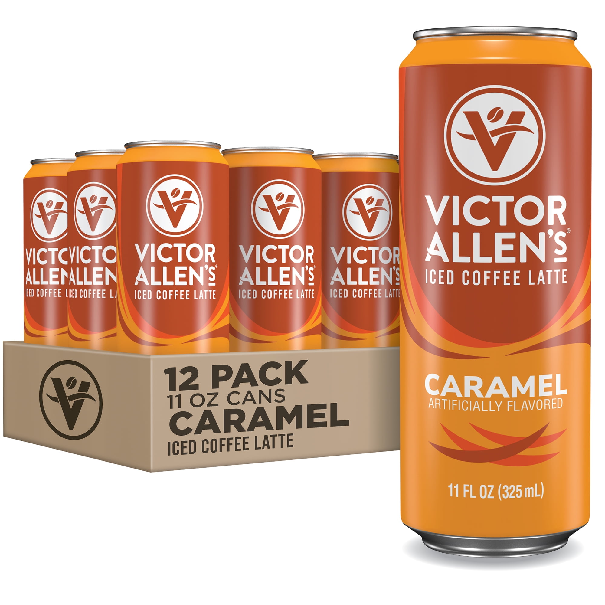 Victor Allen's Coffee Caramel Iced Canned Latte, 11oz Cans (12 Pack ...