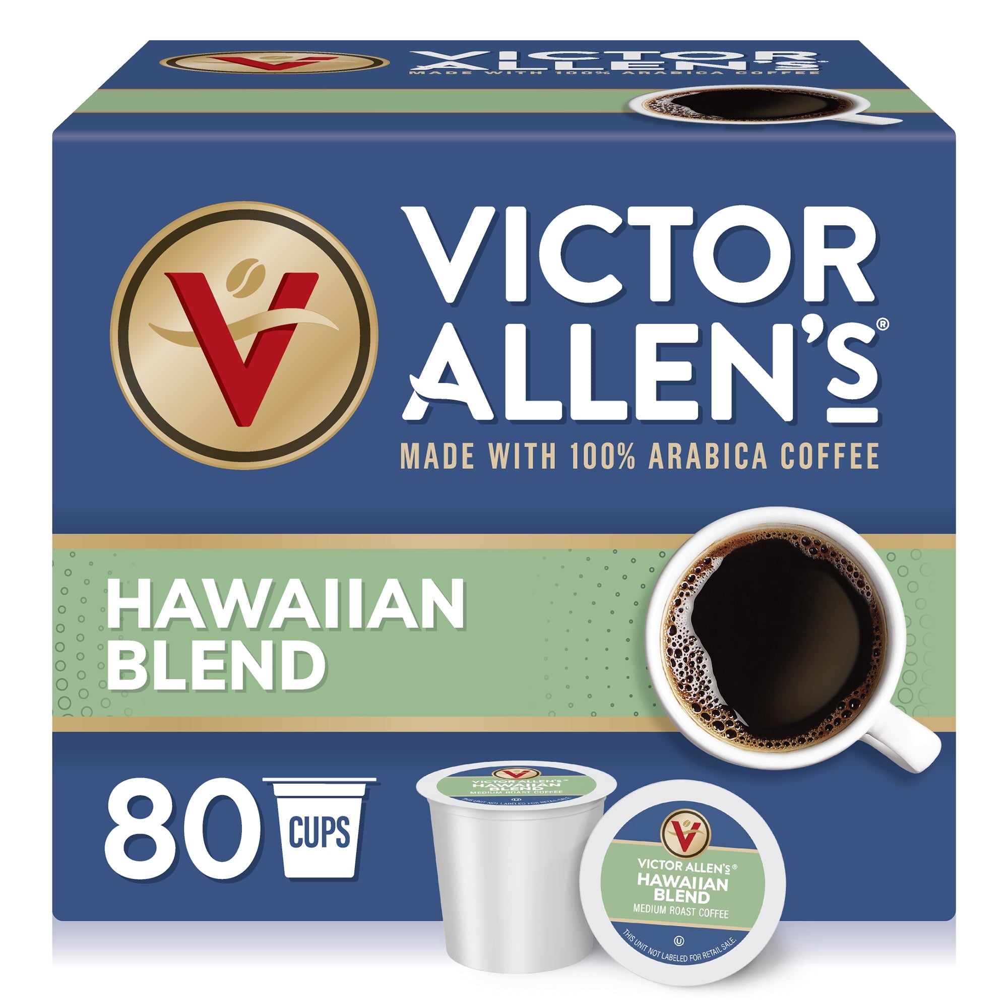 Victor Allen's Coffee Hawaiian Blend, Medium Roast, 80 Count, Single ...