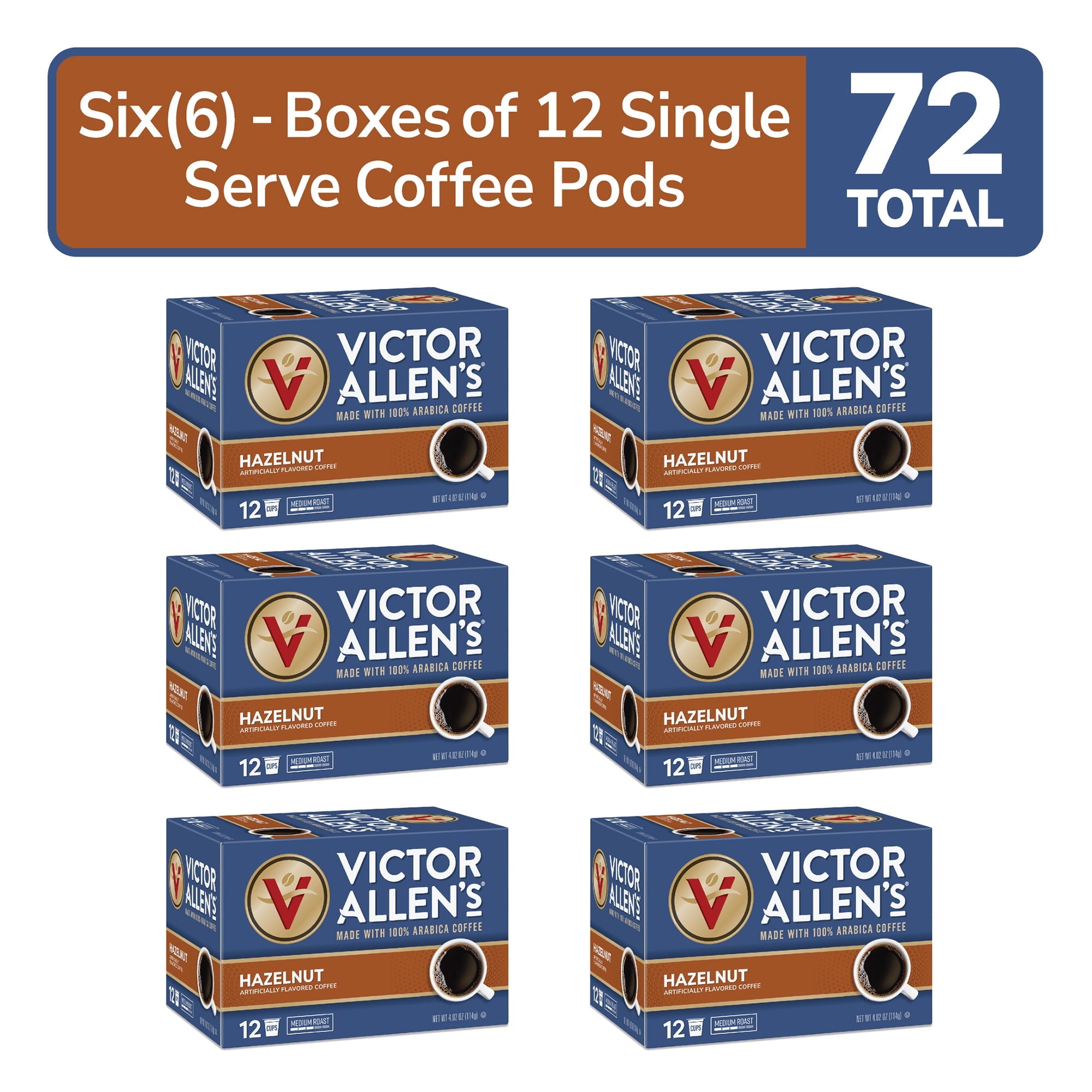 Victor Allen's Coffee Hazelnut Flavored, Medium Roast, 12 Count, Single ...