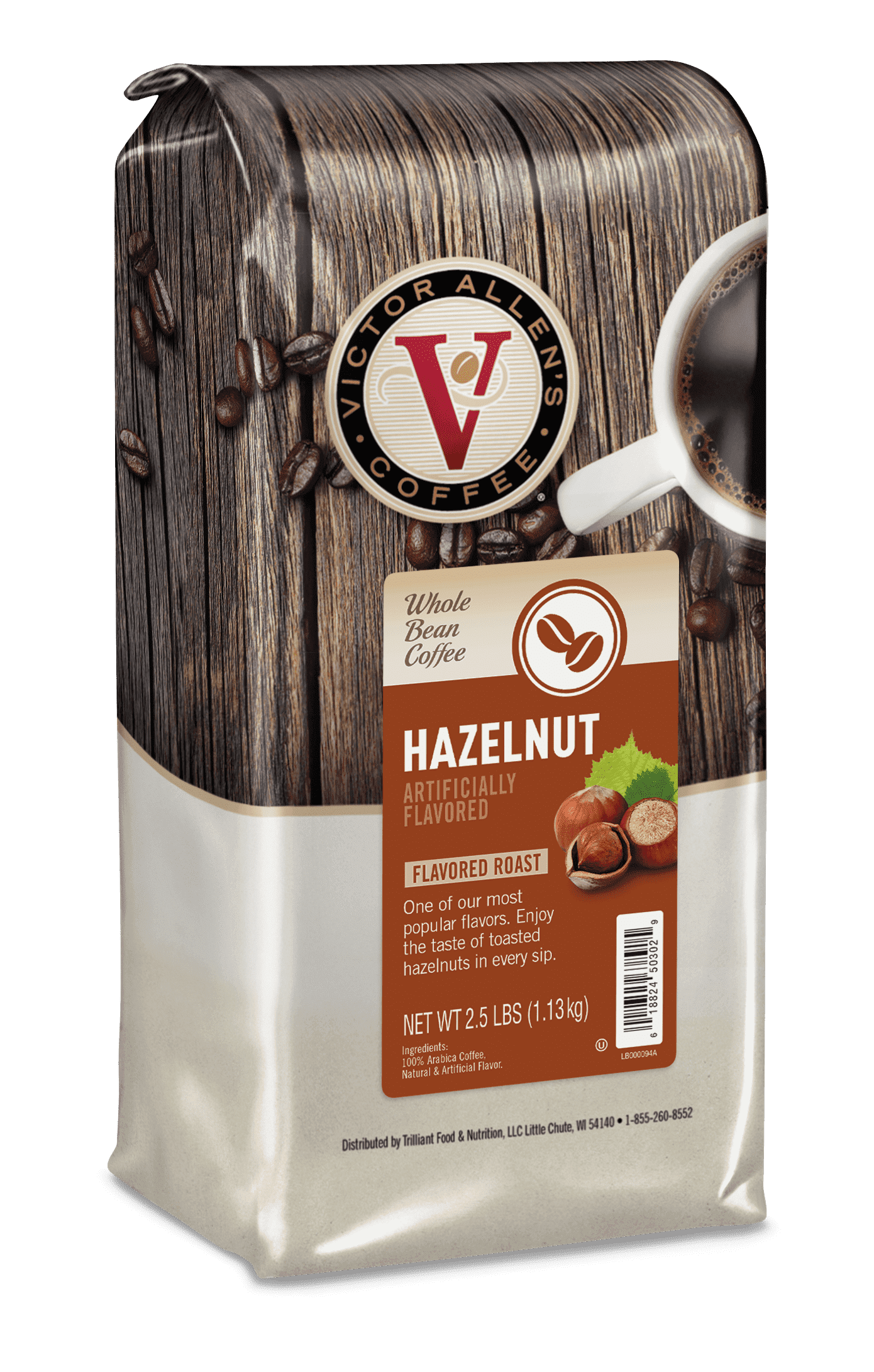 Victor Allen's Hazelnut Flavored Medium Roast Whole Bean Coffee, 2.5lb ...