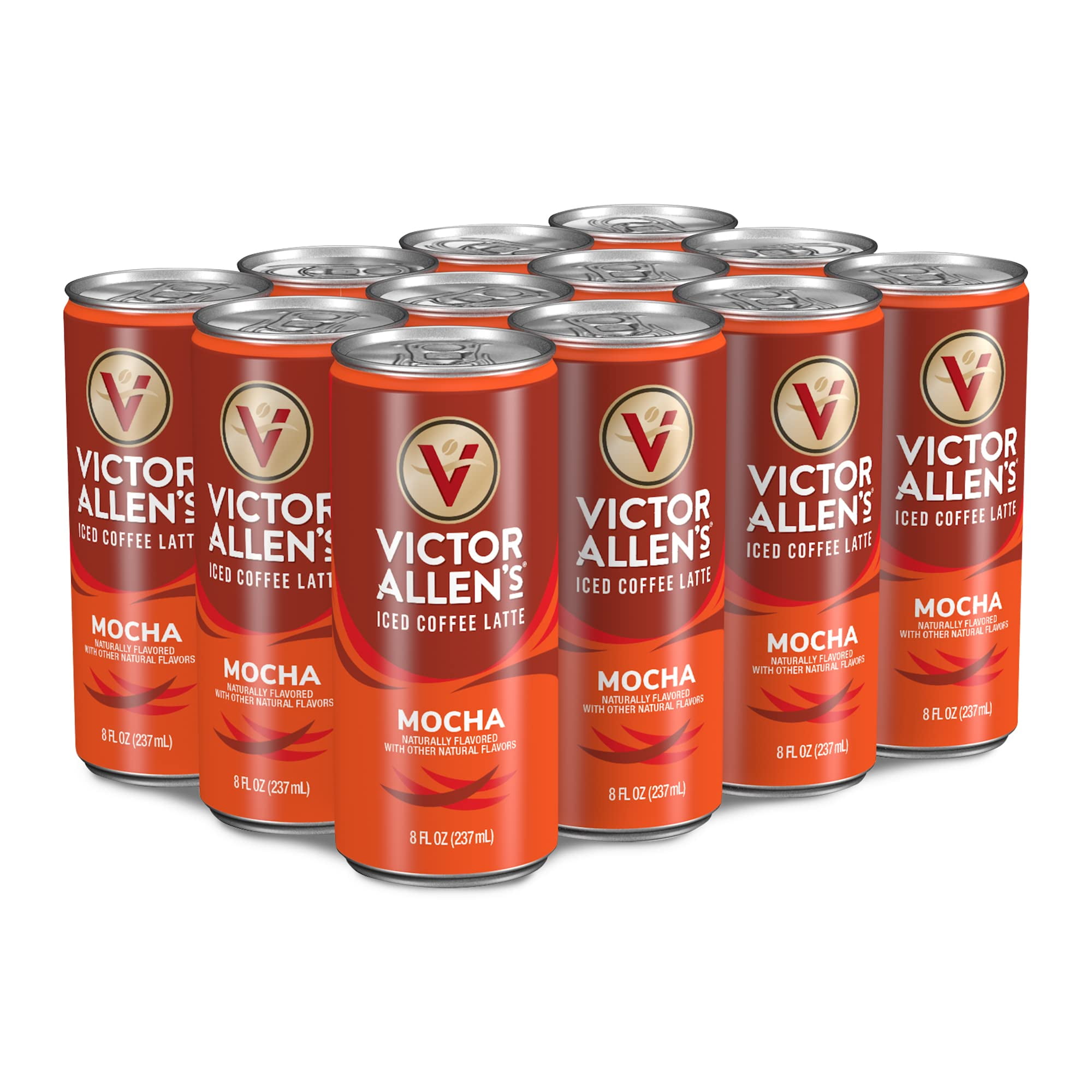 Victor Allen's Coffee Mocha Iced Canned Coffee Latte, 8oz Cans (12 Pack ...