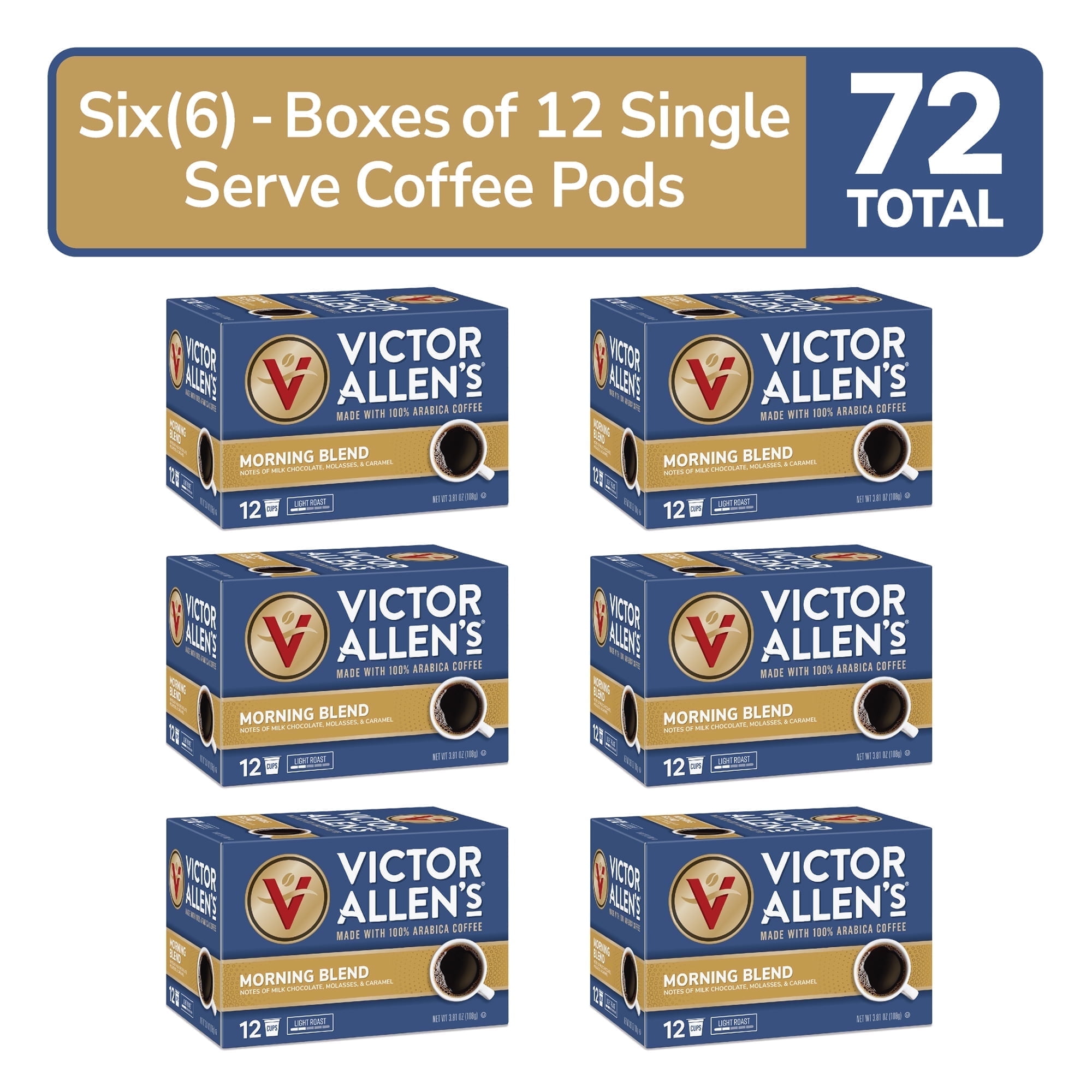 Victor Allen's Coffee Morning Blend, Light Roast, 72 Count, Single ...
