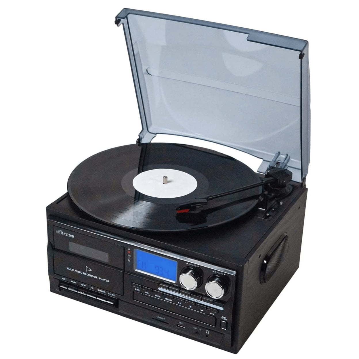 VICTOR Cosmopolitan 8-in-1 Turntable Music Center with Digital USB ...