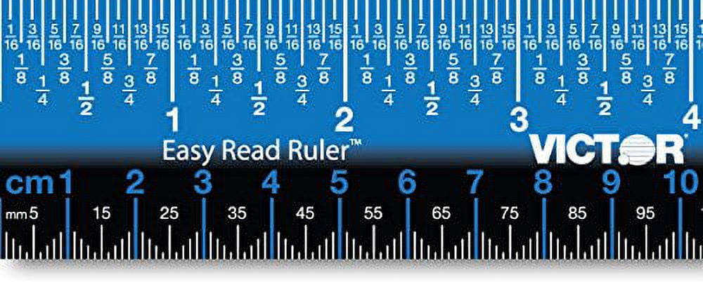 Victor EZ12PBL Plastic Dual Color 12 Easy Read Ruler with Inches ...