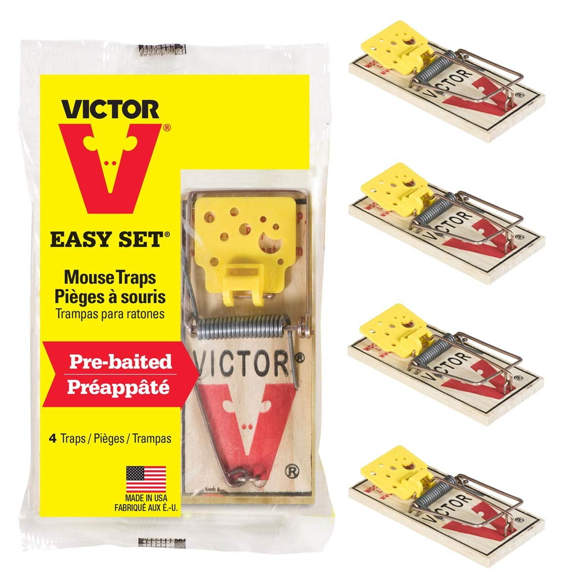 Victor Wood-Based Wire Snap Mouse Trap, Easy Set, Pre-Baited with ...
