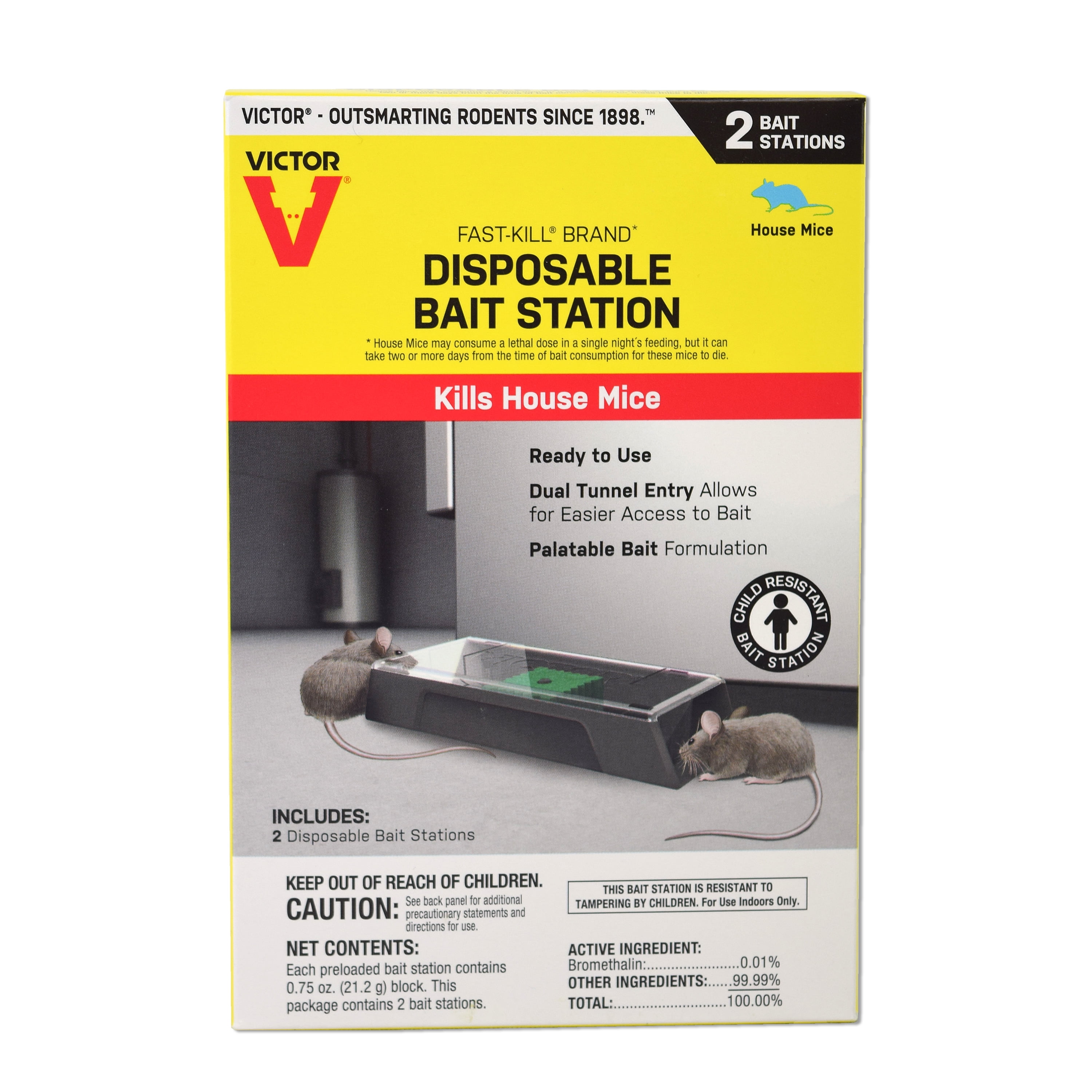 Victor Fast-Kill Brand Disposable Mouse Poison Bait Station - 2-Pack ...