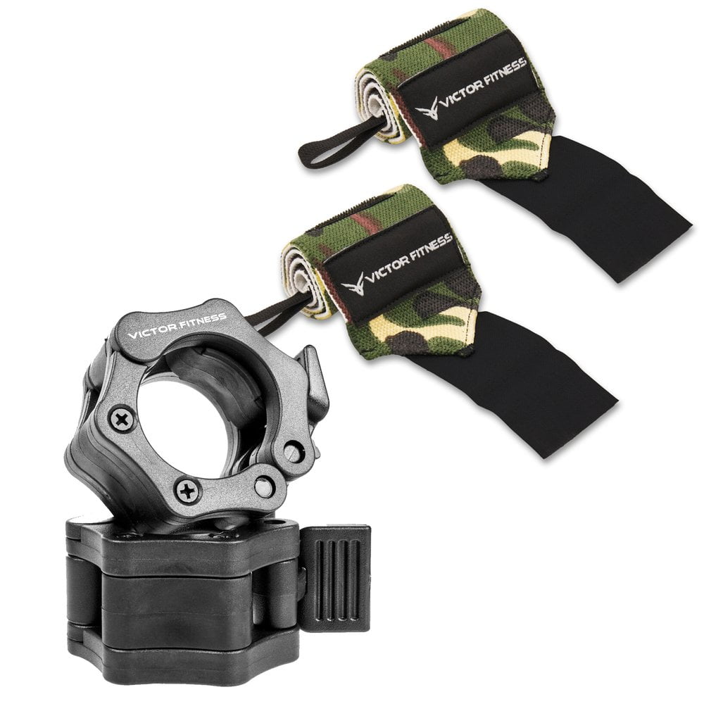 Victor Fitness 18" Wrist Wraps and 2 Quick Release Barbell/Dumbbell ...
