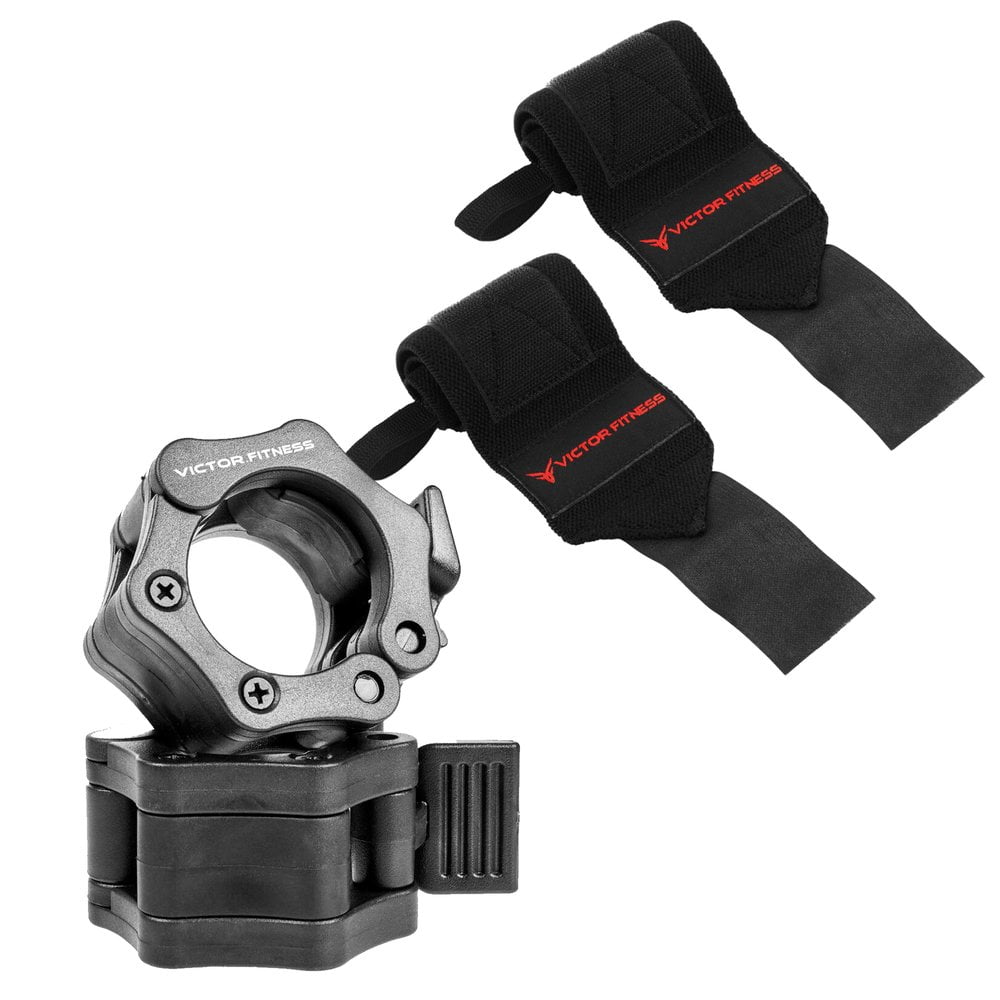 Victor Fitness 18" Wrist Wraps and 2 Quick Release Barbell/Dumbbell ...