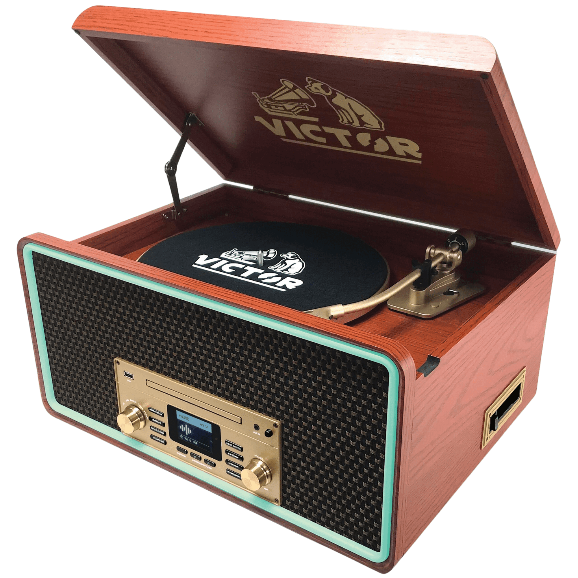 Victor Fremont 8-in-1 Wood Music Center - Walmart.com
