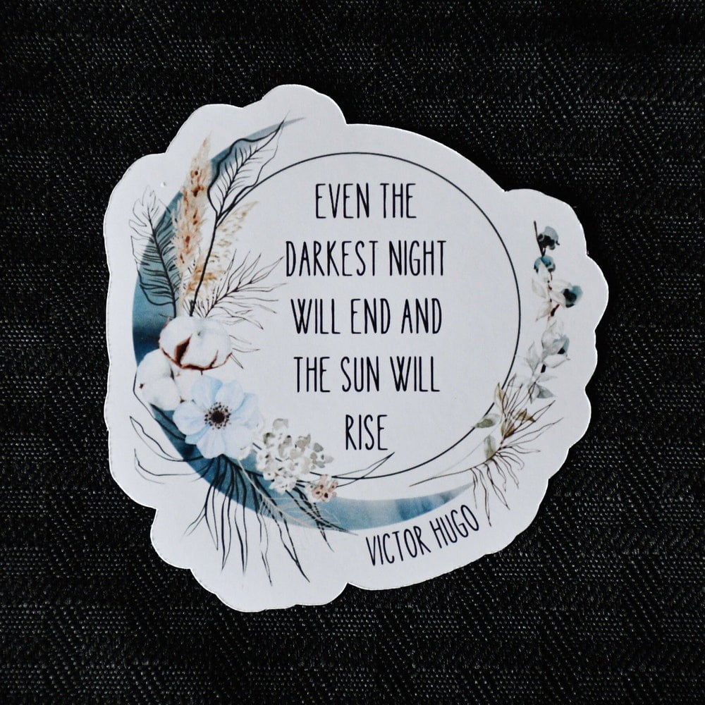 Victor Hugo Quote Sticker, Uplifting Blue Boho Moon Gift, Encouraging ...
