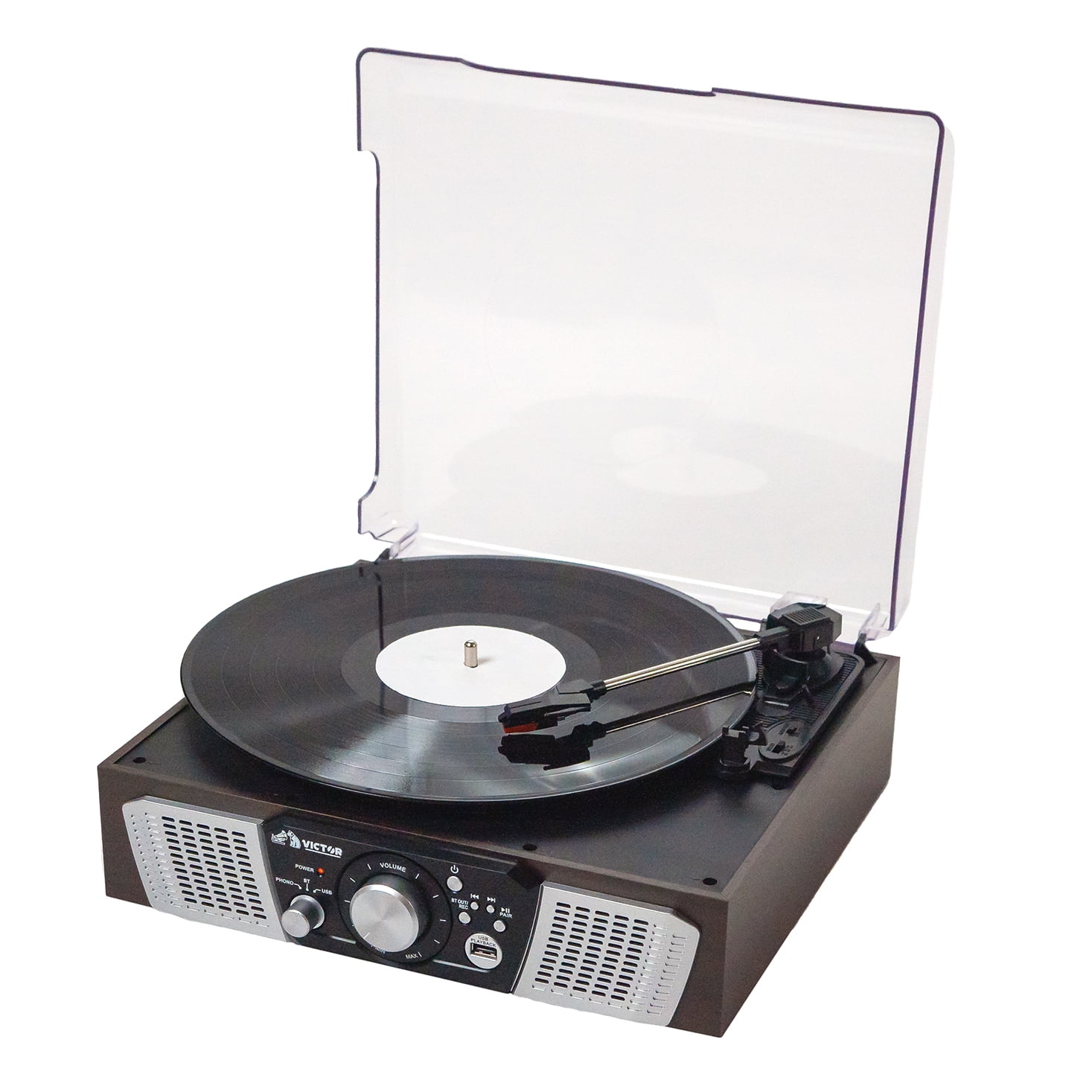 VICTOR Lakeshore 5-in-1 Turntable System with 3-Speed Record Player ...