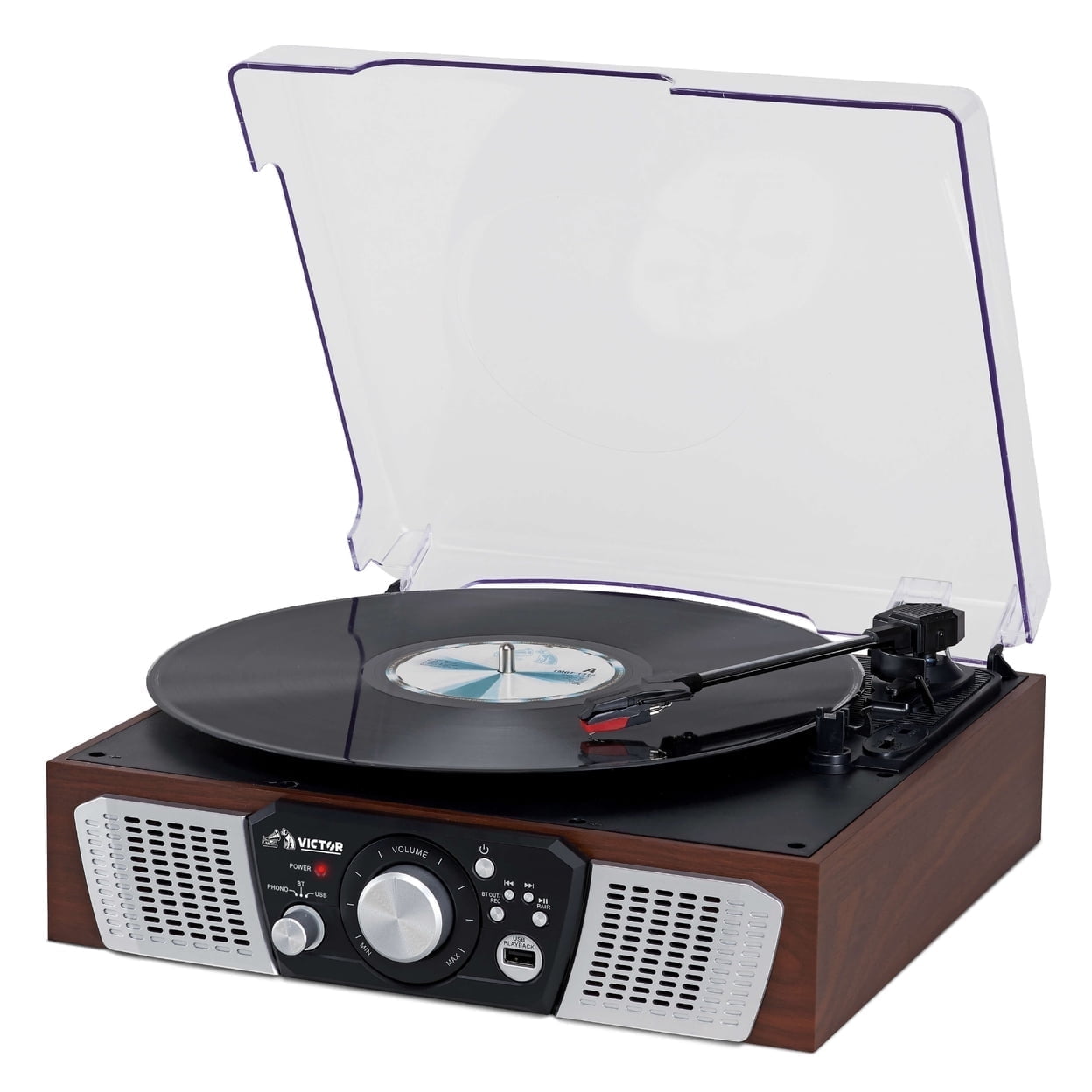 Victor Lakeshore 5-in-1 Hybrid Bluetooth Turntable System w USB and RCA ...