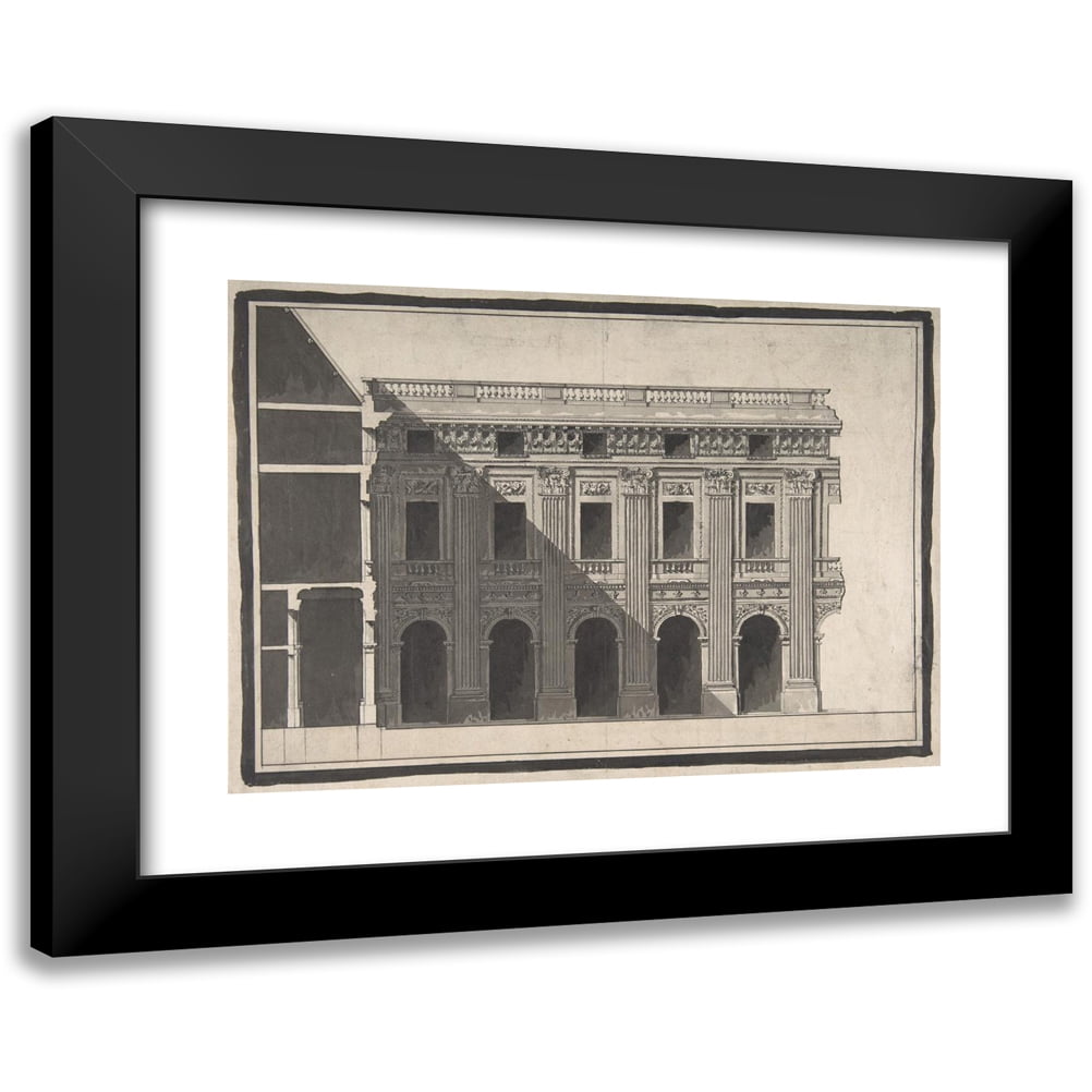 Victor Louis 14x11 Black Modern Framed Museum Art Print Titled - Design for the Garden Facade of ...