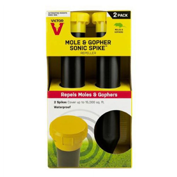 Victor M9012 2-Pack 12" Mole & Gopher Repellent Sonic Lawn Spikes ...