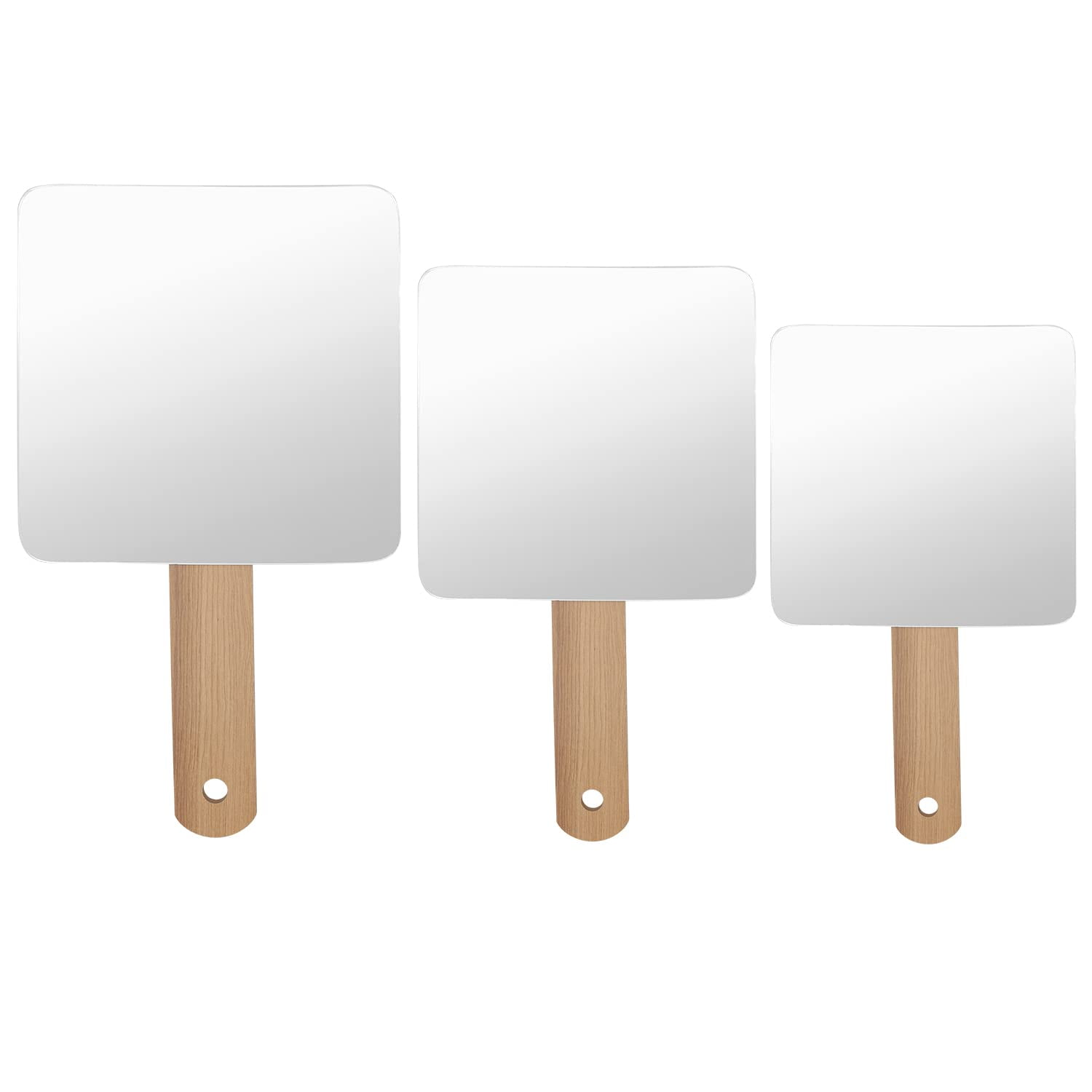 Victor Mirrors Wooden Handheld Beauty Makeup Mirror Square Hand Mirror ...