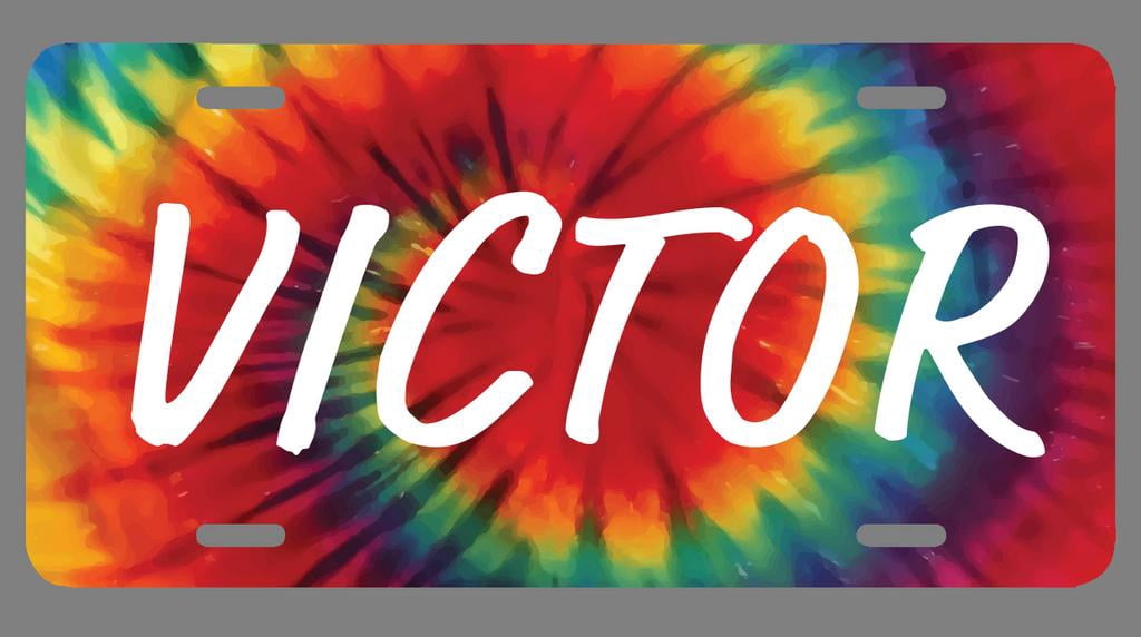 Victor Name Tie Dye Style License Plate Tag Vanity Novelty Metal | UV ...
