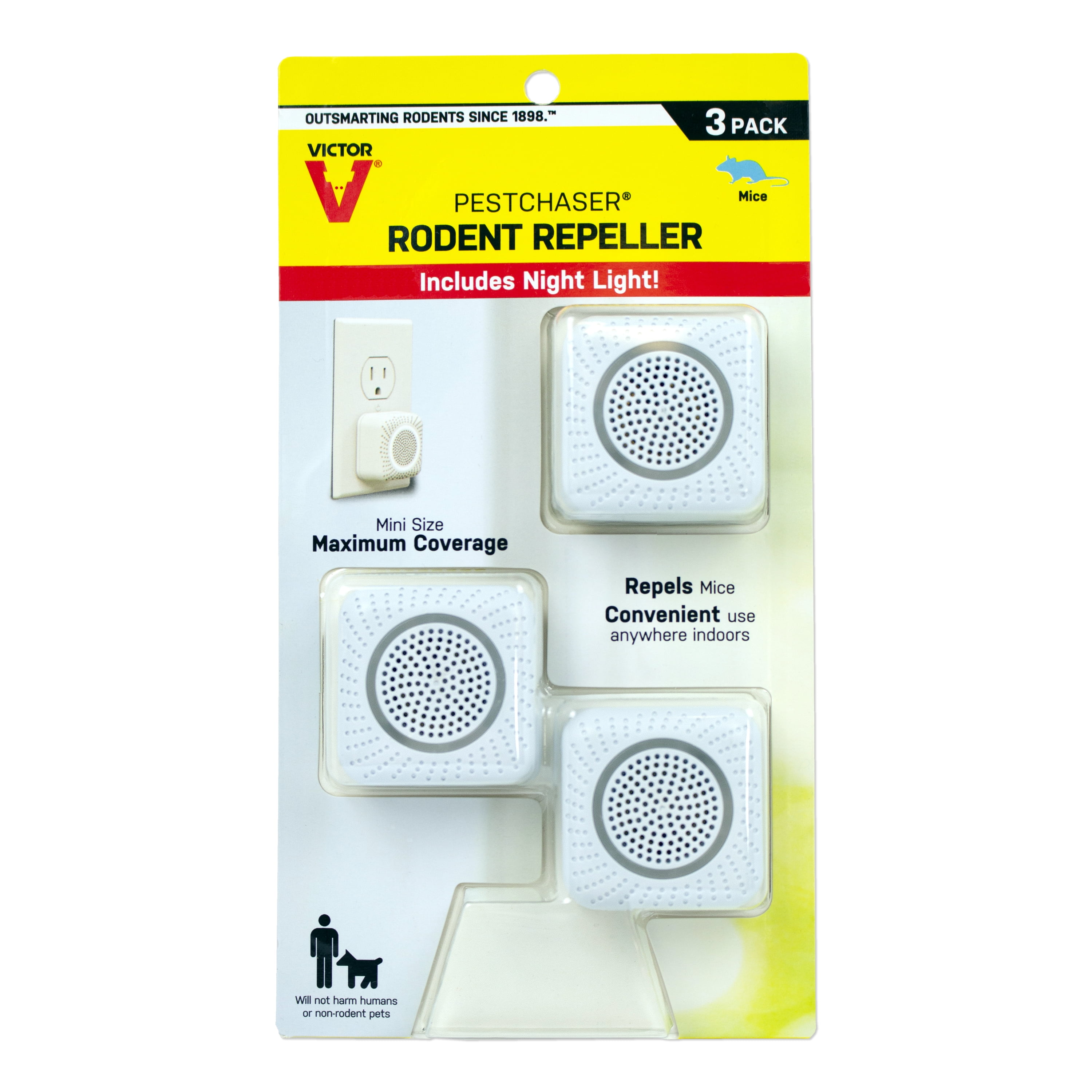Victor PestChaser Rodent Repellent with Nightlight - 3 Pack - White ...
