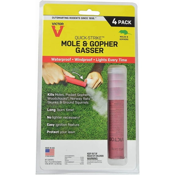 Victor Mole Gopher Gasser with Easy Ignition, Waterproof, 4 Count for ...