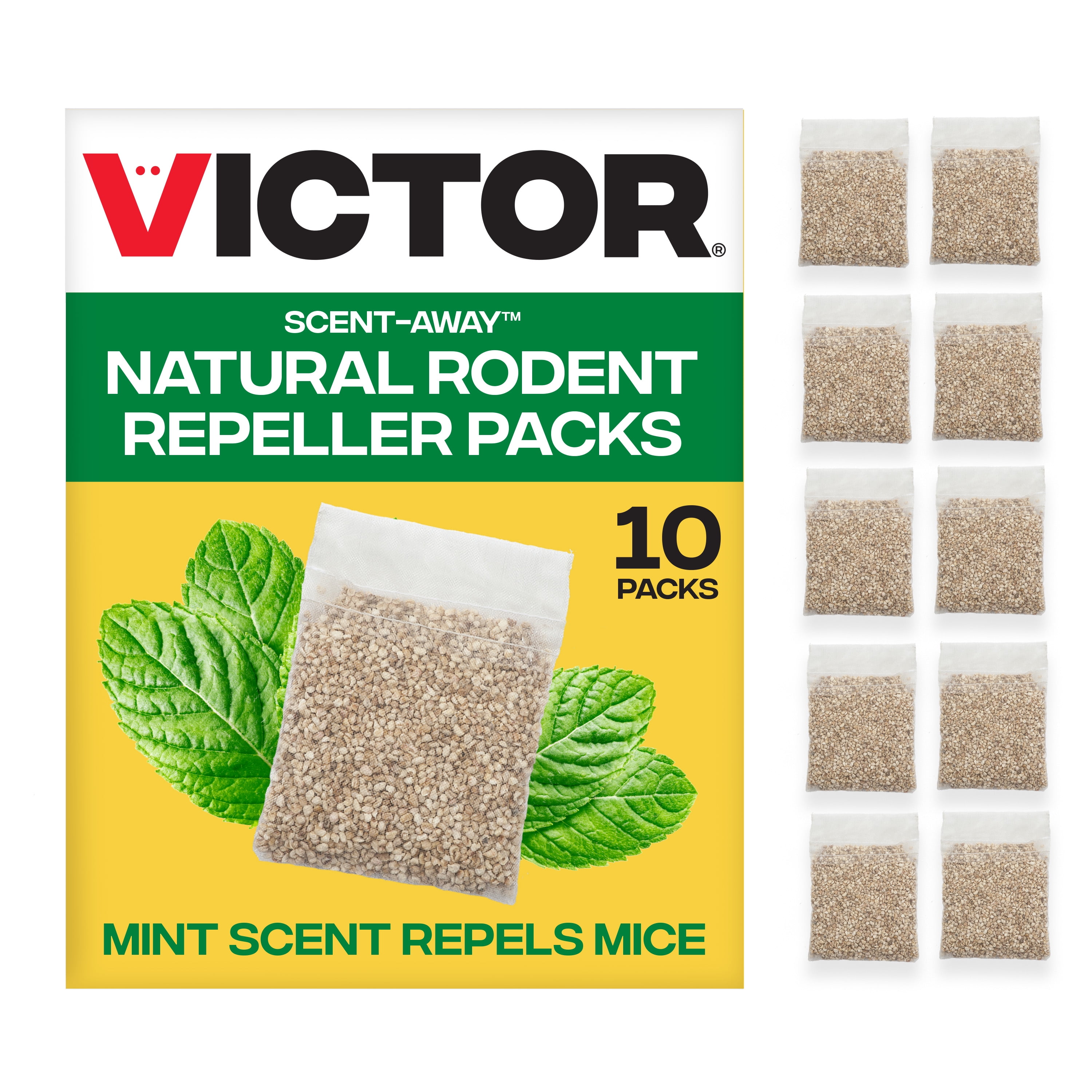 Victor Scent-Away Natural Rodent Repeller Packs for Mice and Rats, 10 ...