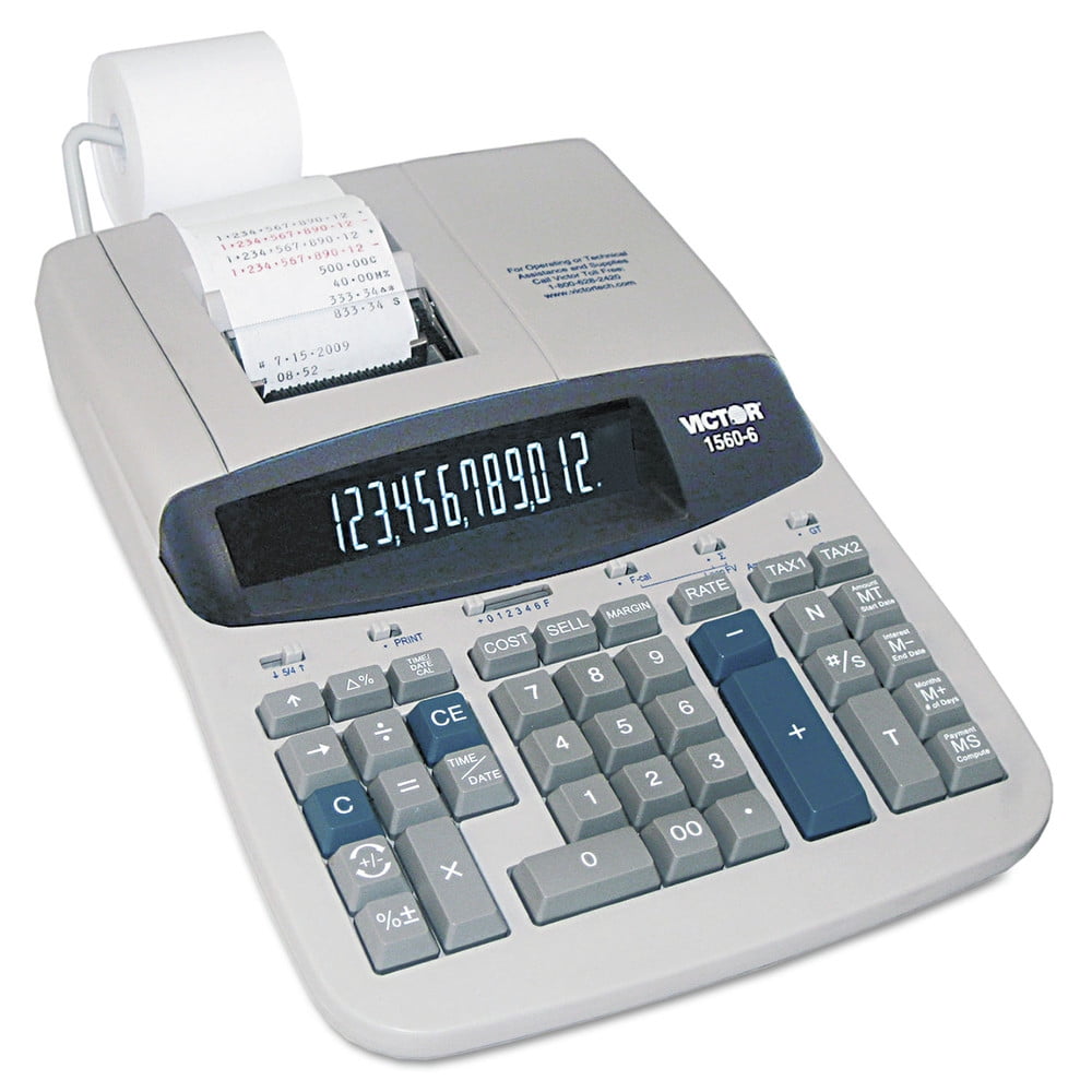 Victor Technology Desktop Electric Printer Calculator 1560-6, Two-Color ...