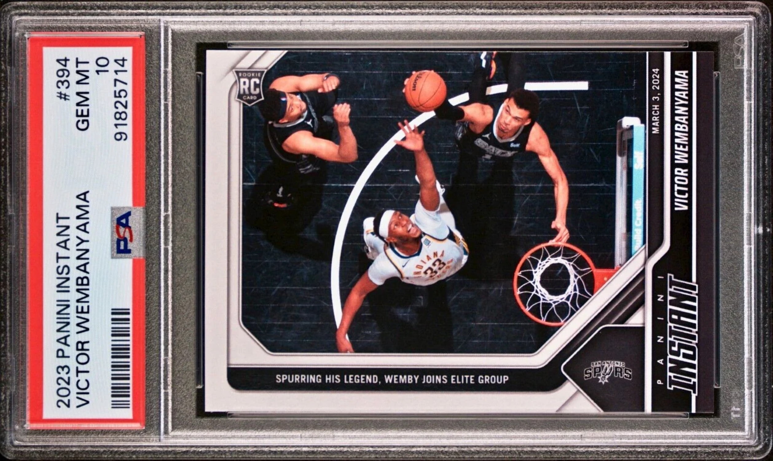Victor Wembanyama 2023-24 Panini #394 NBA Rookie Card 1 of 2849 PSA 10 ...