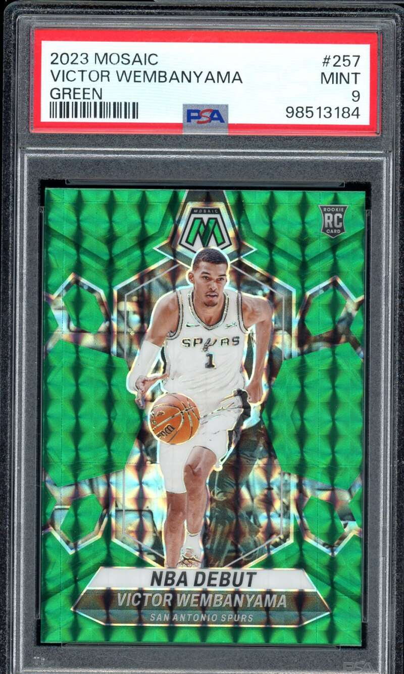 Victor Wembanyama Rookie Card 2023-24 Mosaic Green #257 PSA 9 - Walmart.com