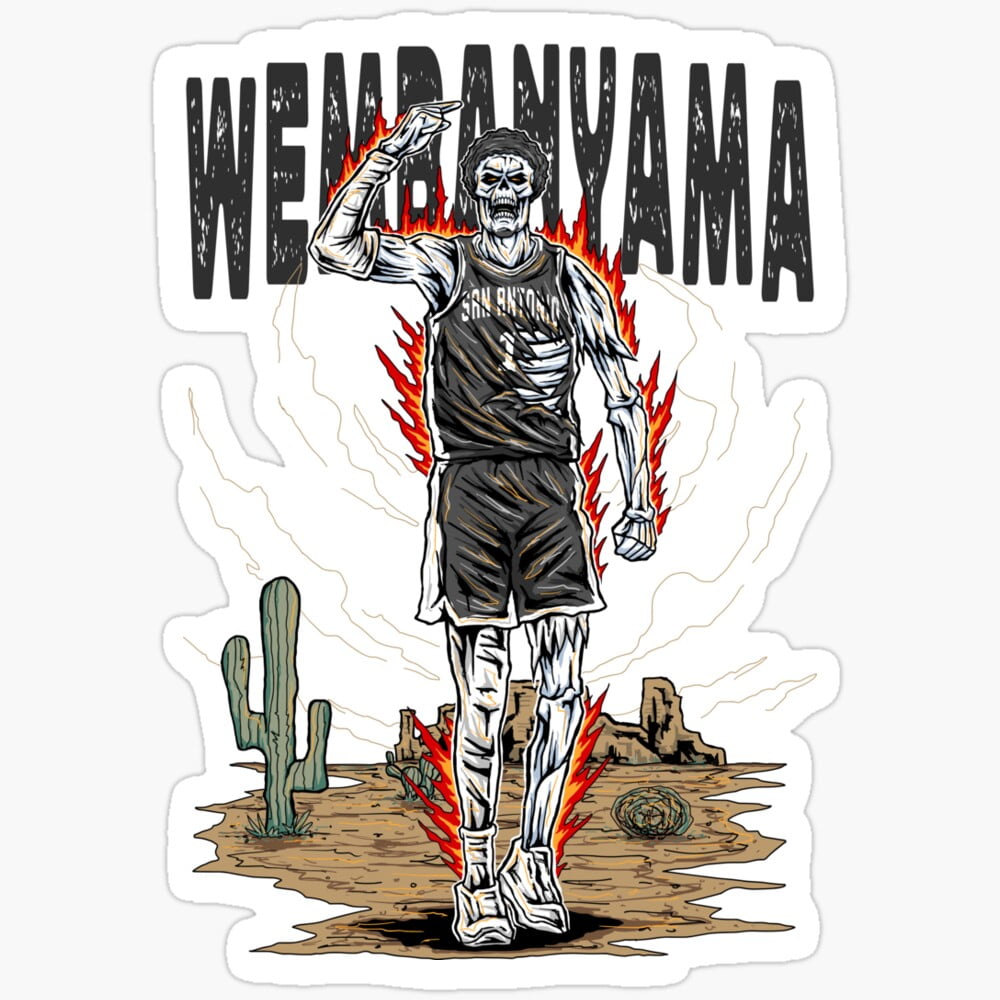 Victor Wembanyama Vintage Skeleton Sticker Phone Decal Water Bottle ...