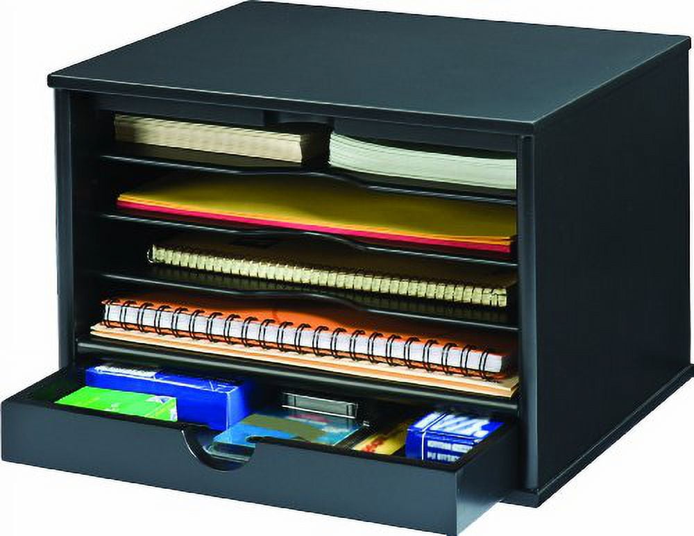 Victor Wood Midnight Black Collection, 4-Shelf Desktop Organizer, Black ...