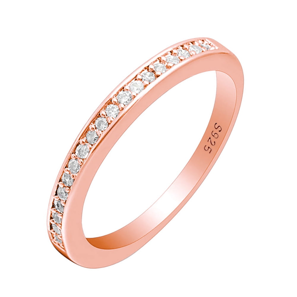 Victoria Anniversary Band Ring Rose Sterling Silver Cz Womens Ginger ...