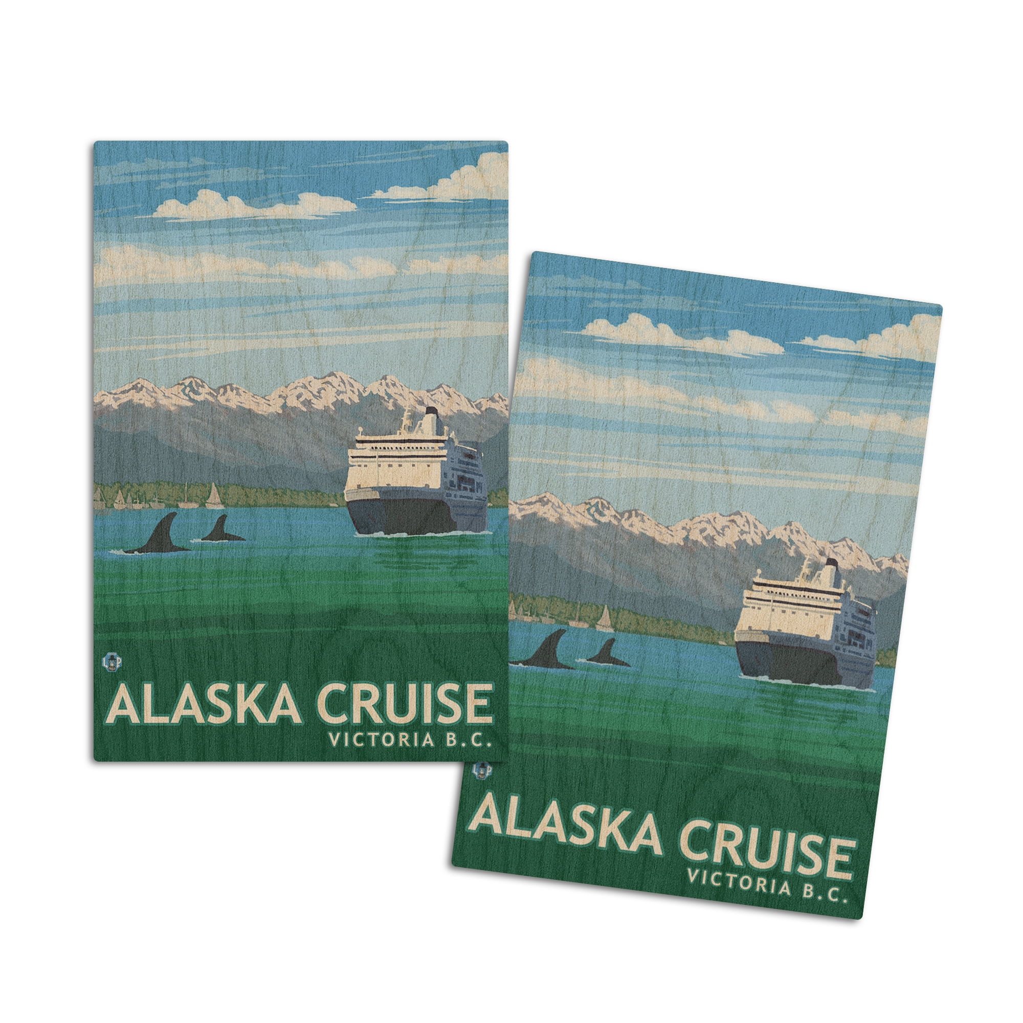 Victoria, BC, Canada, Alaska Cruise Ships (4x6 Birch Wood Postcards, 2 ...