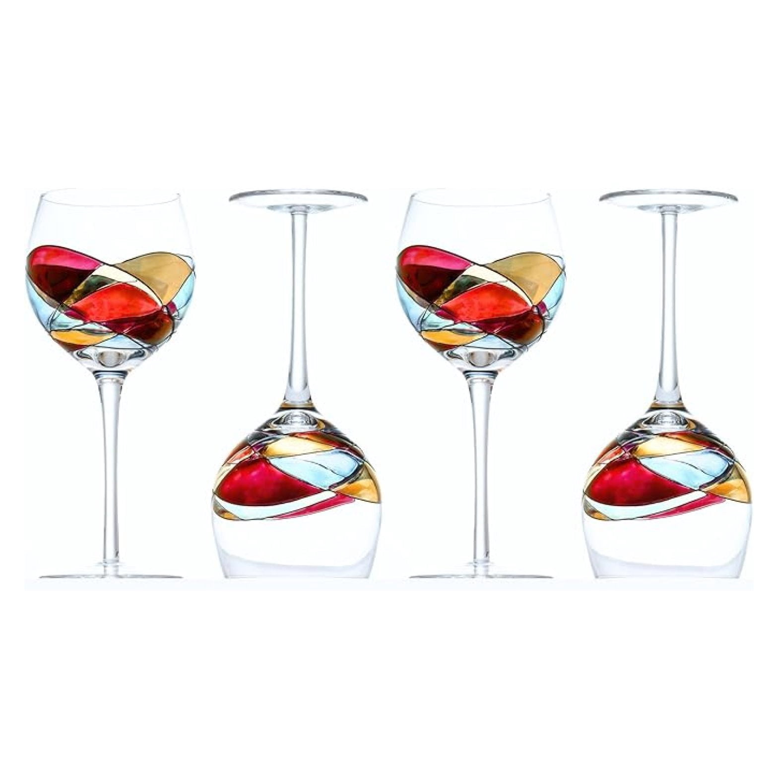 Victoria Barcelona Wine Glasses Hand-Painted Stemmed 14 oz Luxury Gift ...